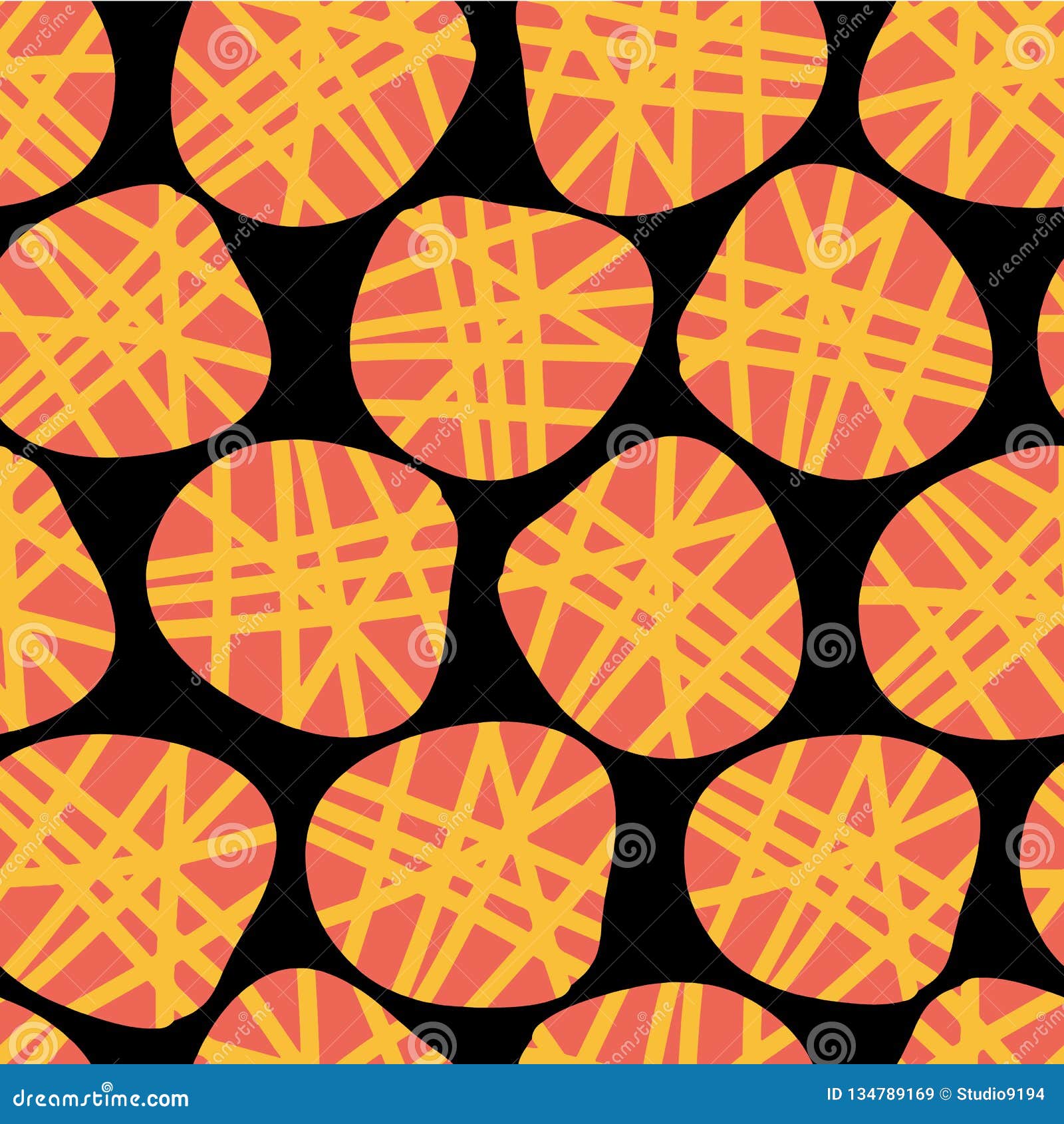 Irregular Abstract Shapes. Orange and Yellow Dots on a Black Background ...