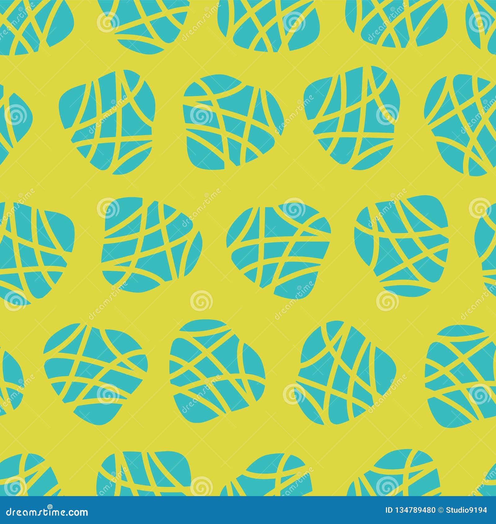 Irregular Abstract Shapes. Teal Dots on a Lime Green Background. Vector ...