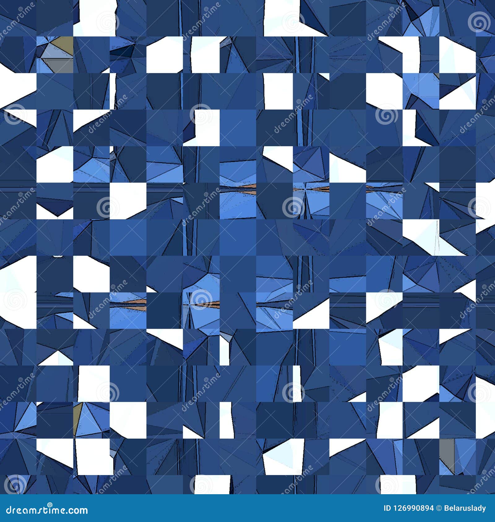 Abstract Irregular Blue and White Squares Mosaic Stock Illustration ...
