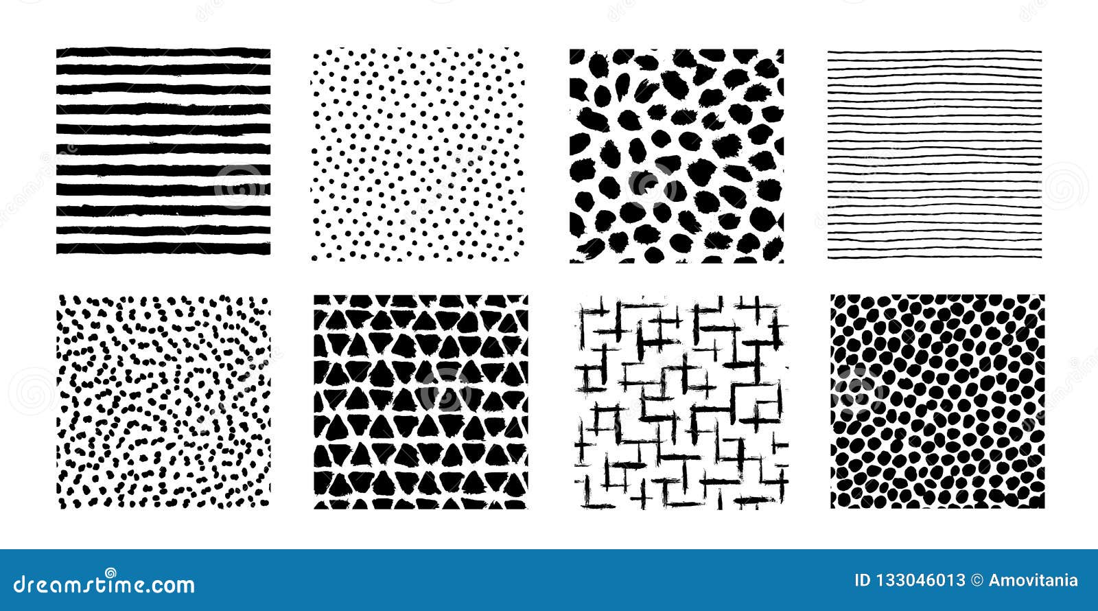 Irregular Brush Strokes Patterns. Seamless Hand Drawn Painted Lines ...