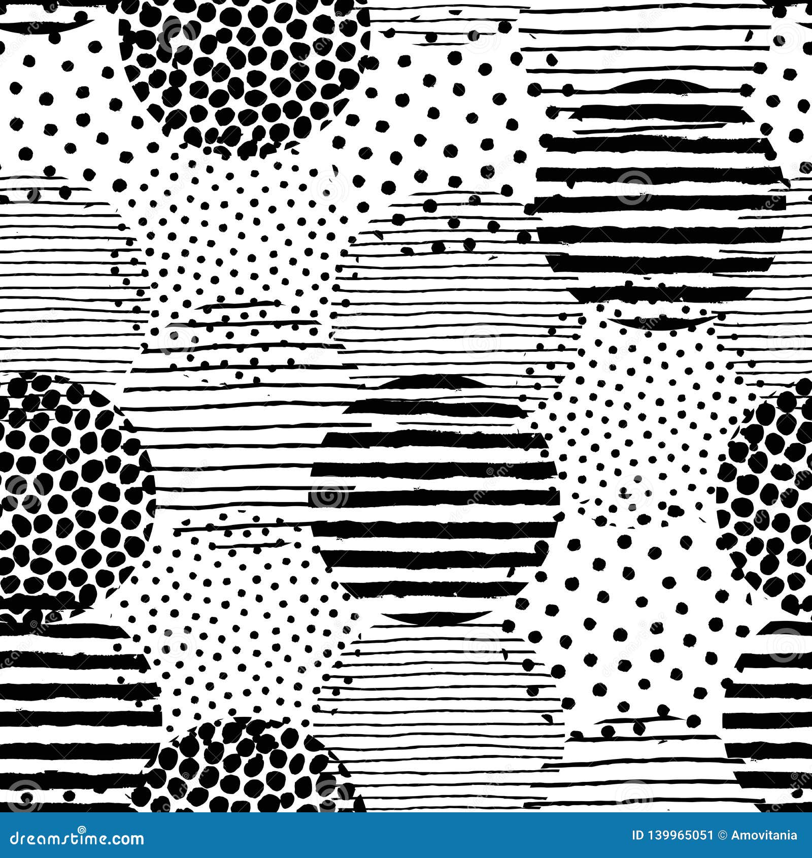 Irregular Dots Brush Strokes Pattern. Seamless Hand Drawn Painted Lines ...