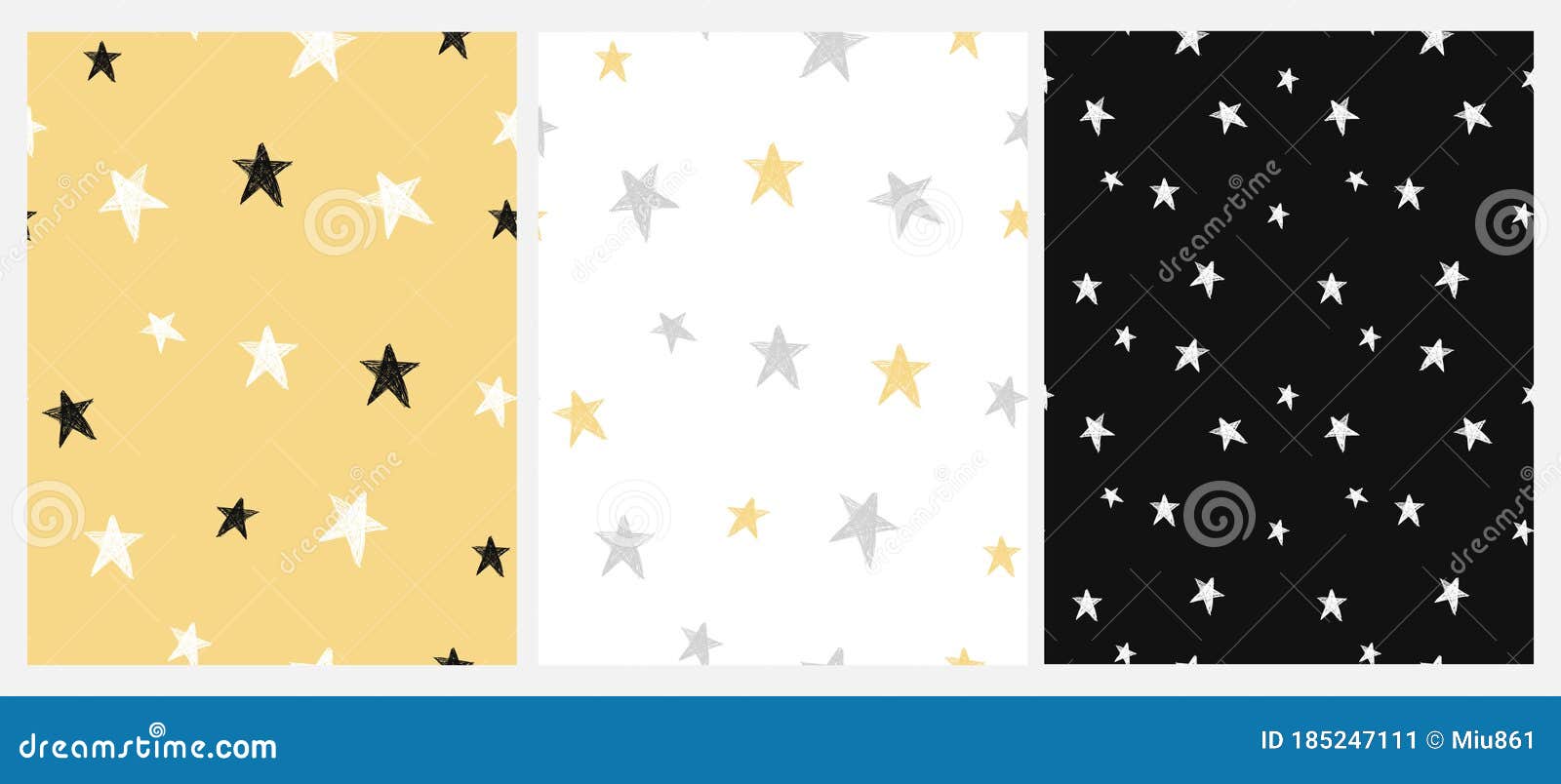 Irregular Hand Drawn Simple Starry Sky Print. Starry Seamless Vector ...