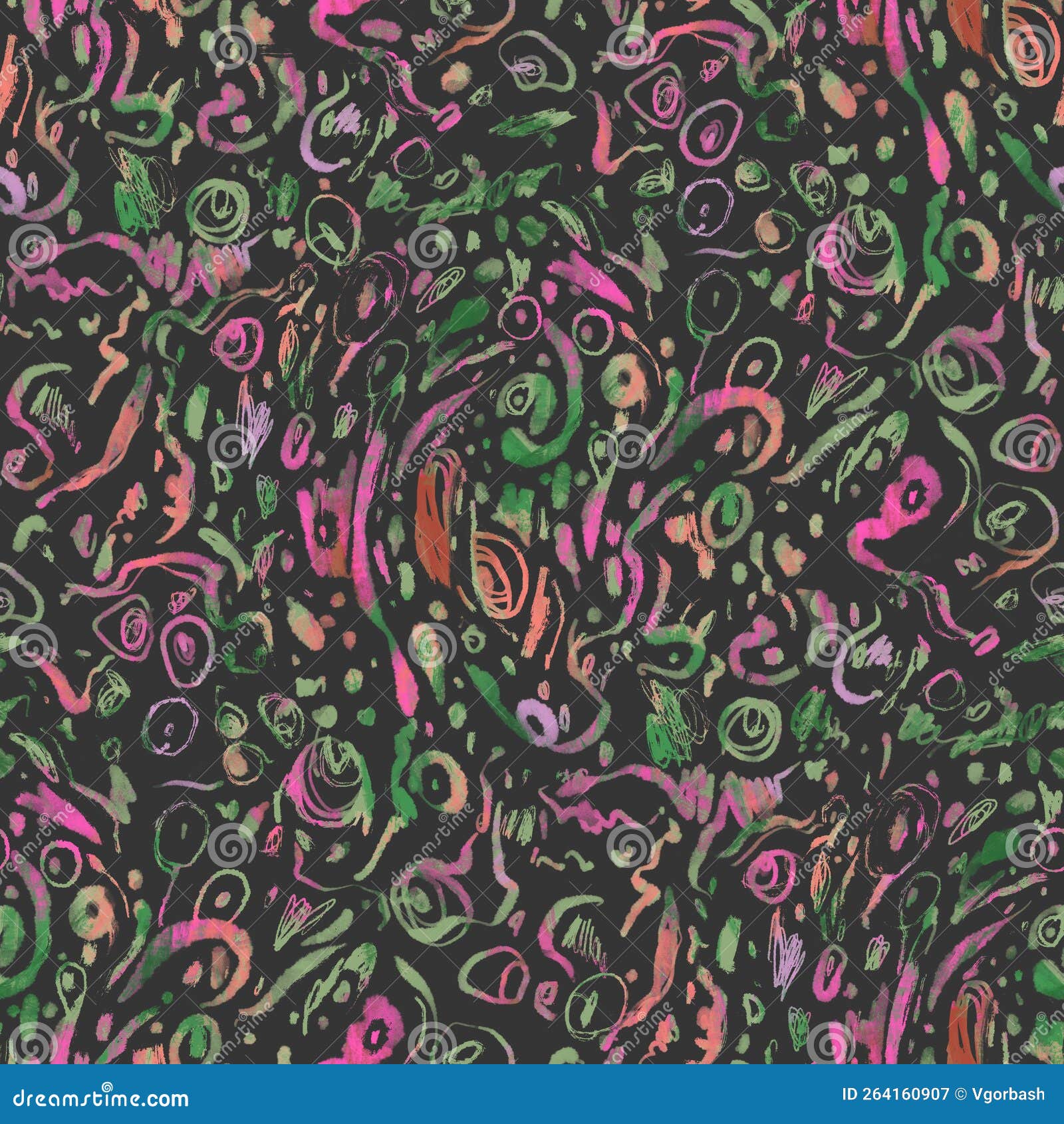 Irregular Hand Painted Seamless Pattern. Hand Drawn Doodle Textured ...