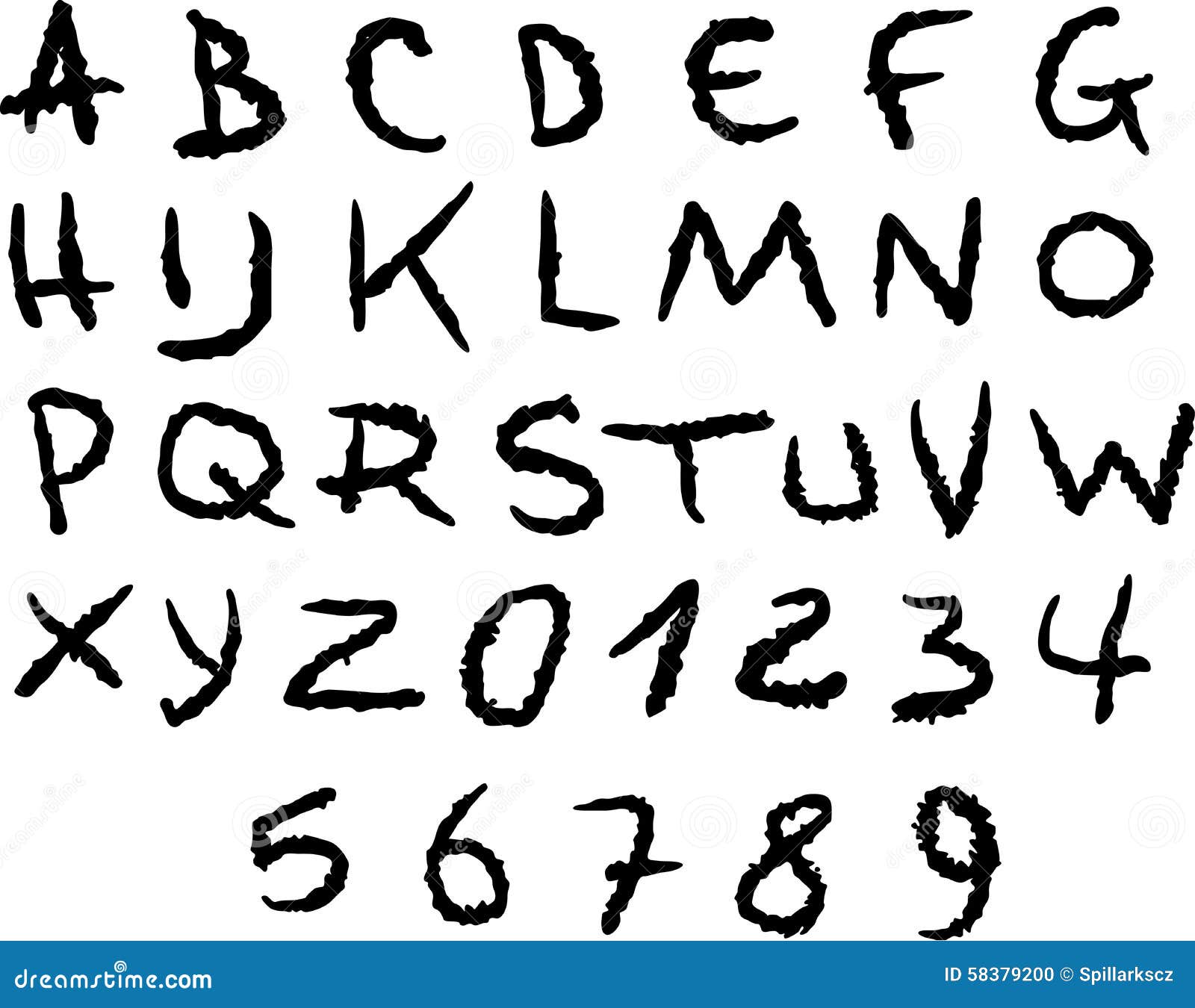 Irregular Line Font and Number Alphabet Over White Stock Vector ...