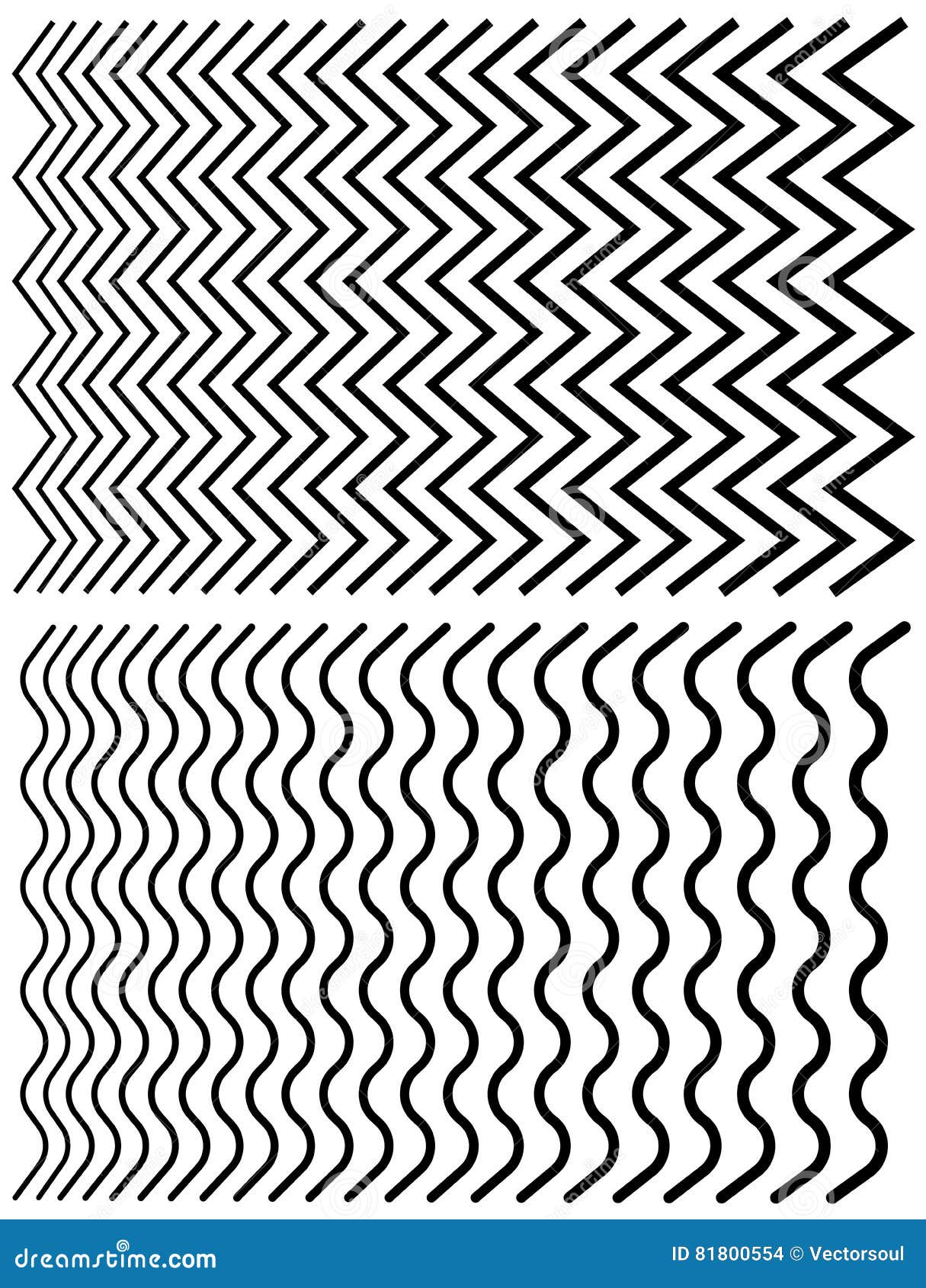 Irregular Lines. Set of Distorted Lines from Thin To Thick Stock Vector ...