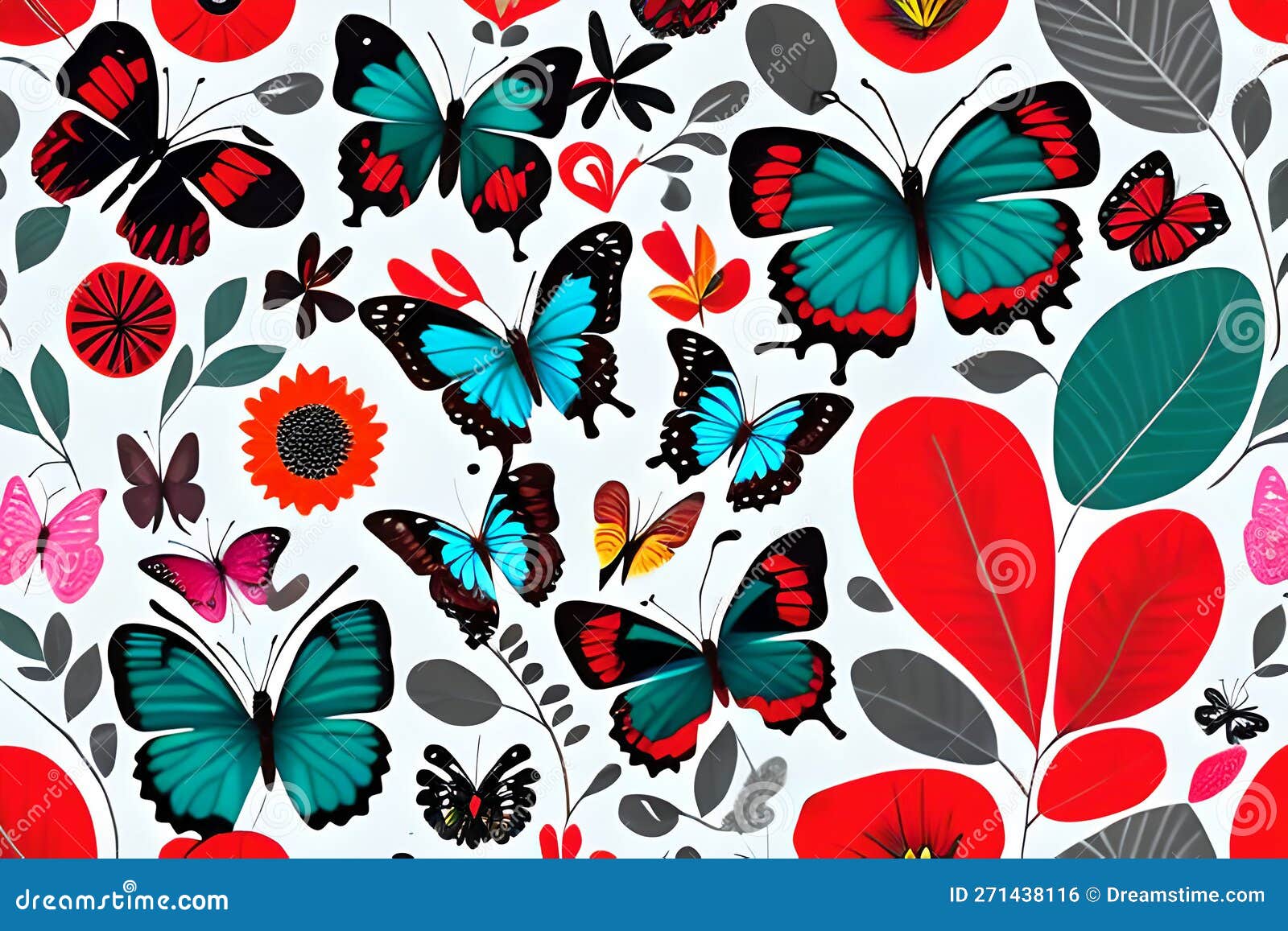 Irregular Patterns With Butterflies And Flowers Royalty-Free ...