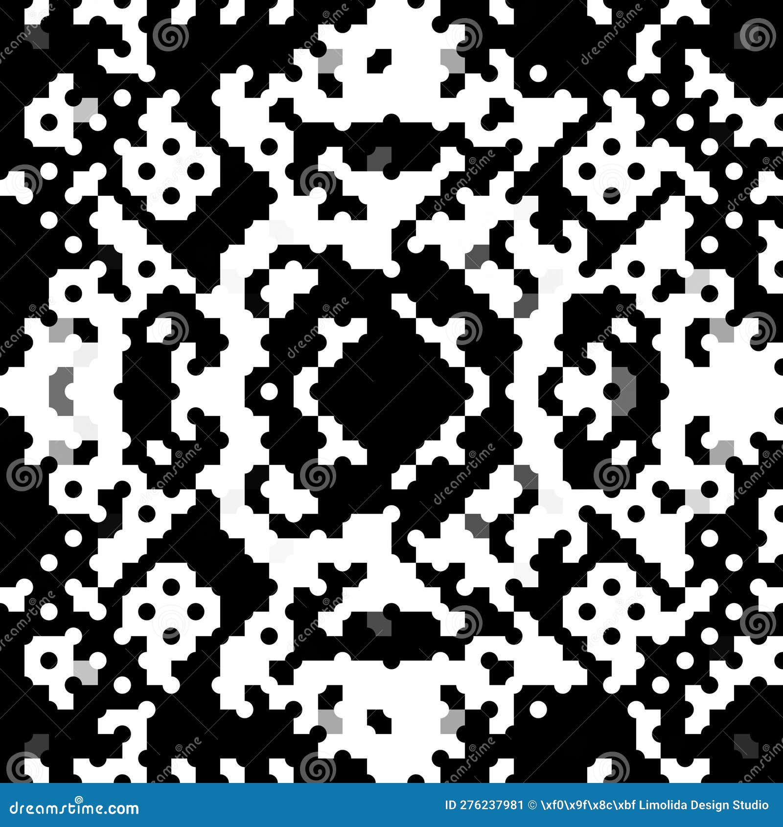 Irregular Pixel Seamless Pattern. Geometric Retro Design in Monochrome ...