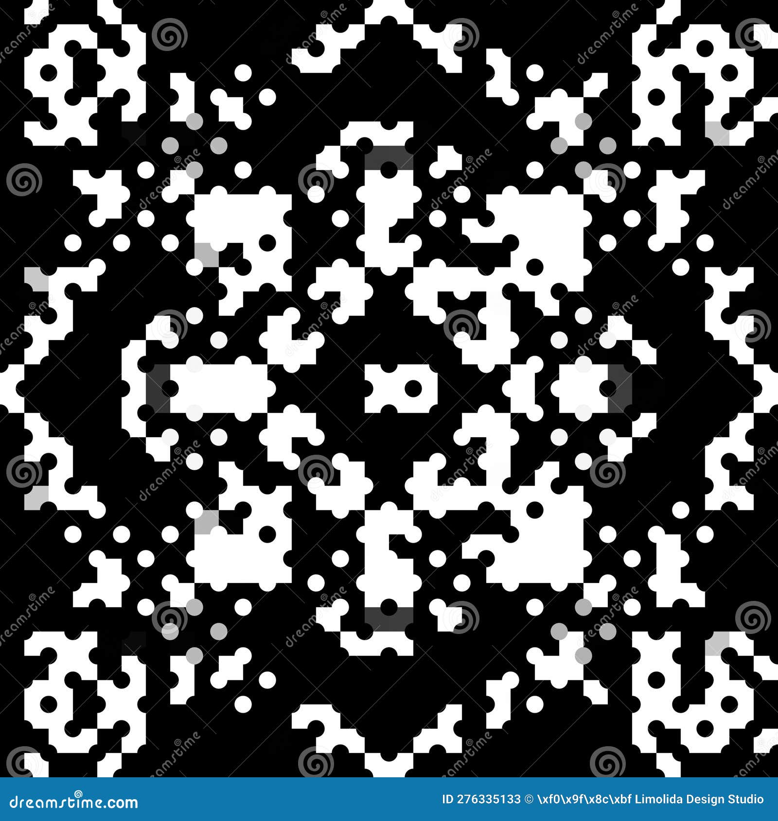 Irregular Pixel Seamless Pattern. Geometric Retro Design in Monochrome ...