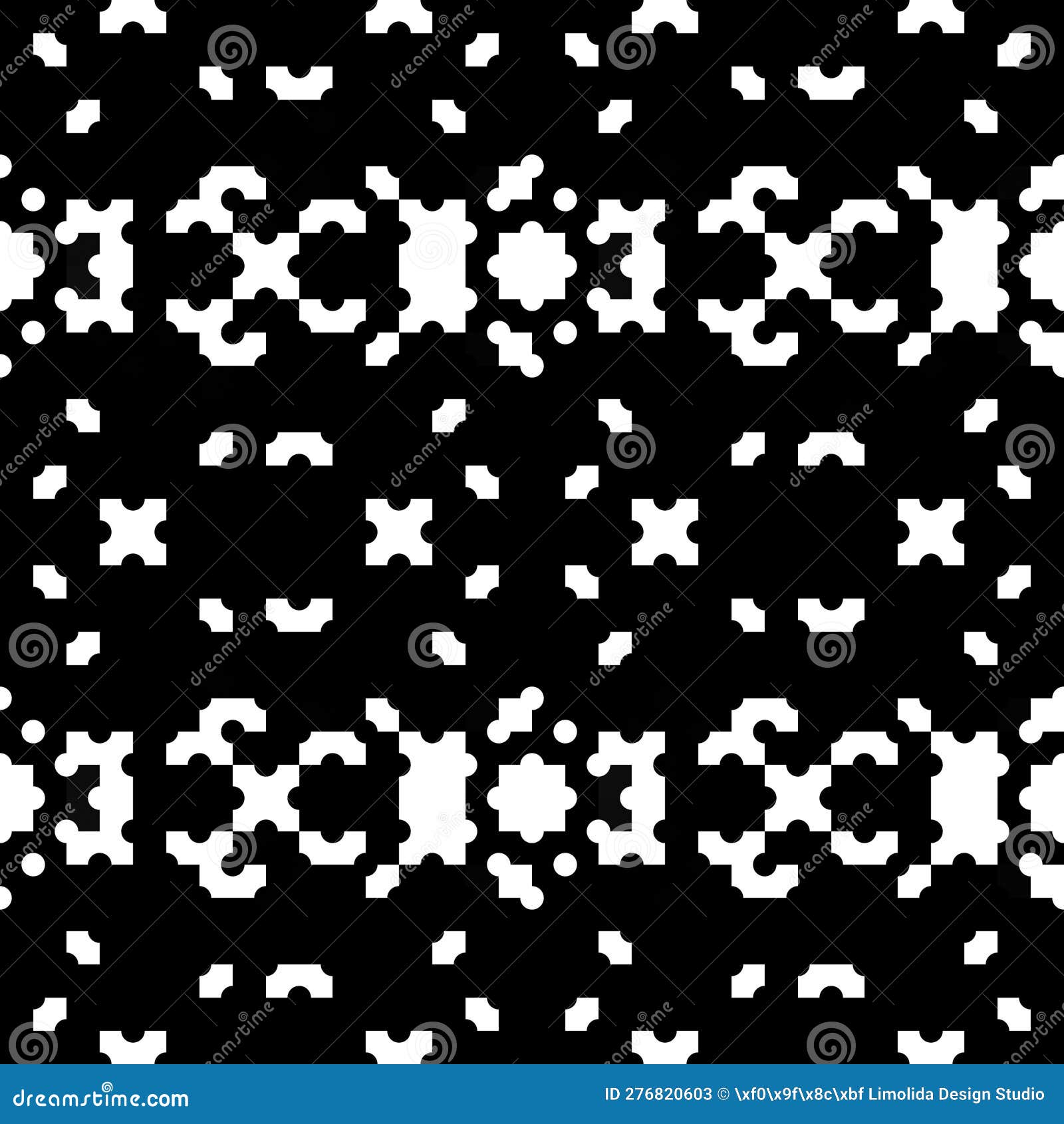 Irregular Pixel Seamless Pattern. Geometric Retro Design in Monochrome ...