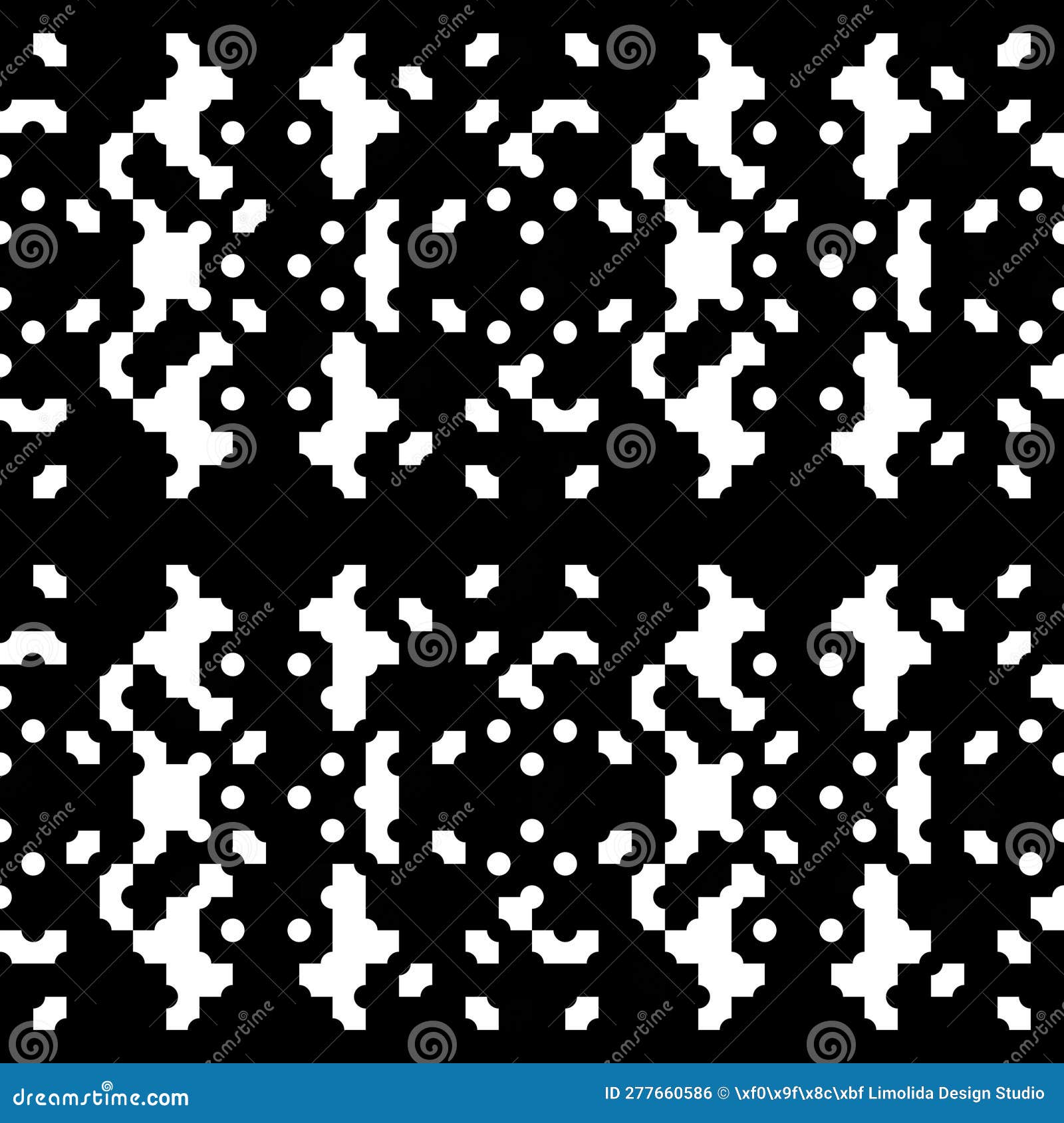 Irregular Pixel Seamless Pattern. Geometric Retro Design in Monochrome ...