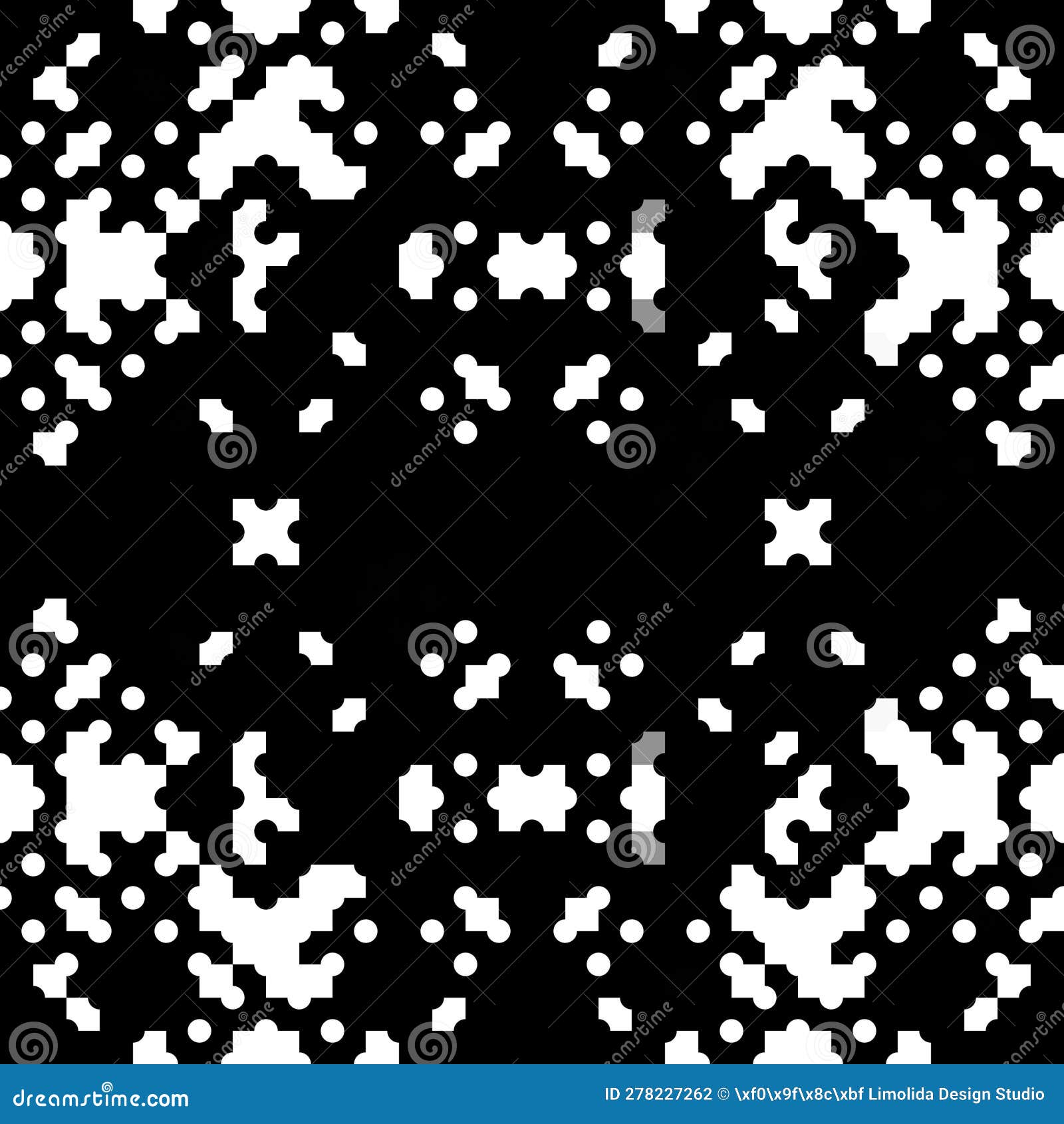 Irregular Pixel Seamless Pattern. Geometric Retro Design in Monochrome ...