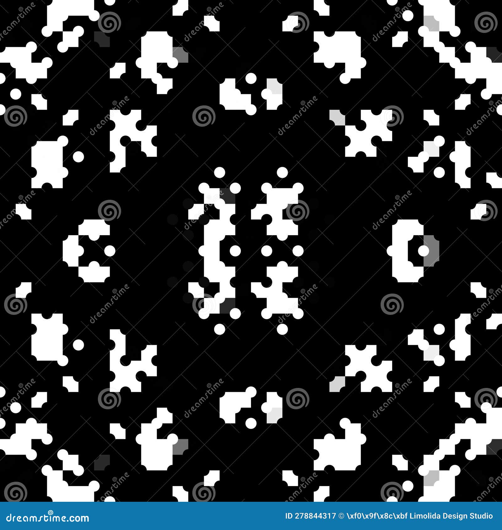 Irregular Pixel Seamless Pattern. Geometric Retro Design in Monochrome ...