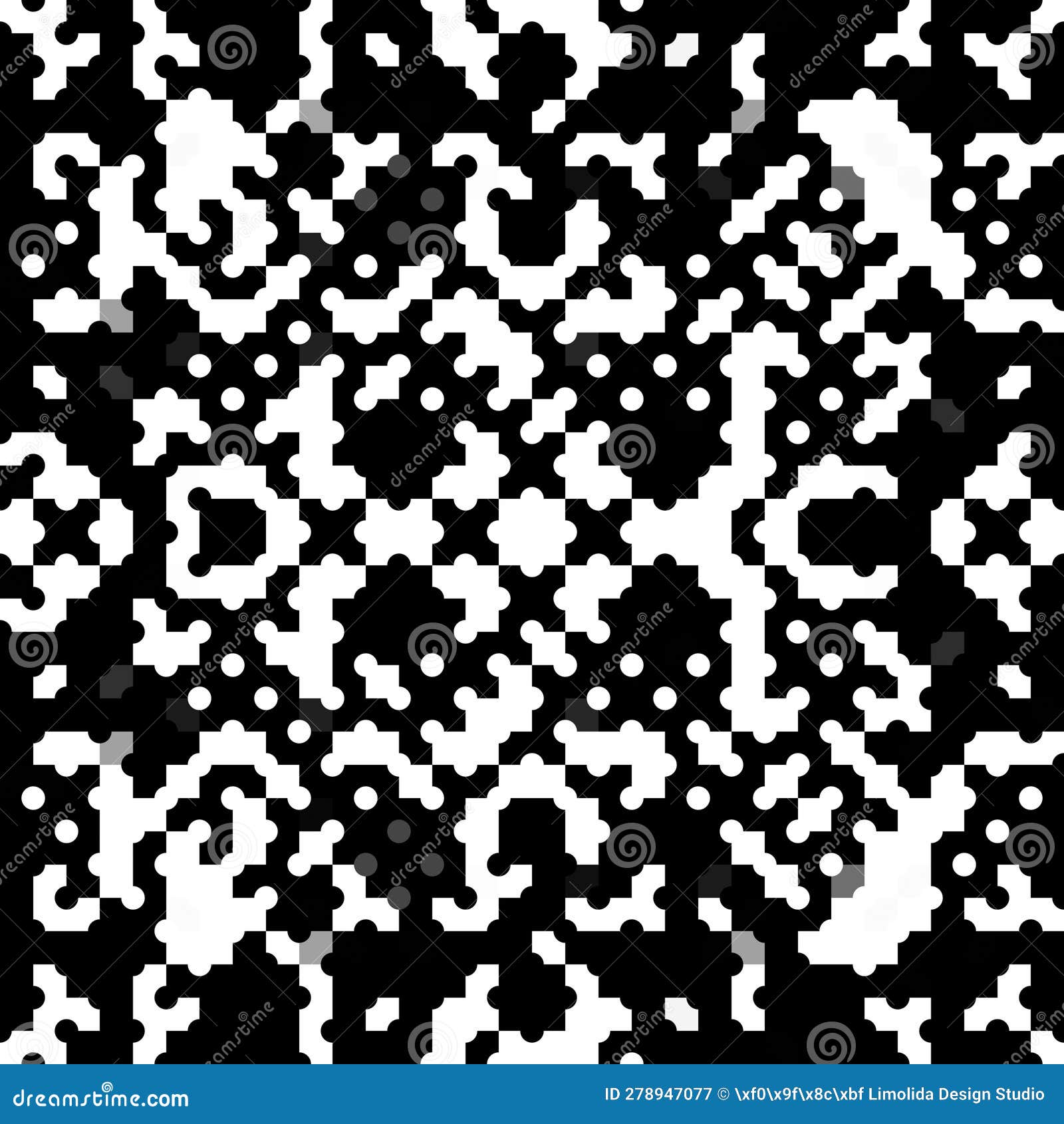 Irregular Pixel Seamless Pattern. Geometric Retro Design in Monochrome ...