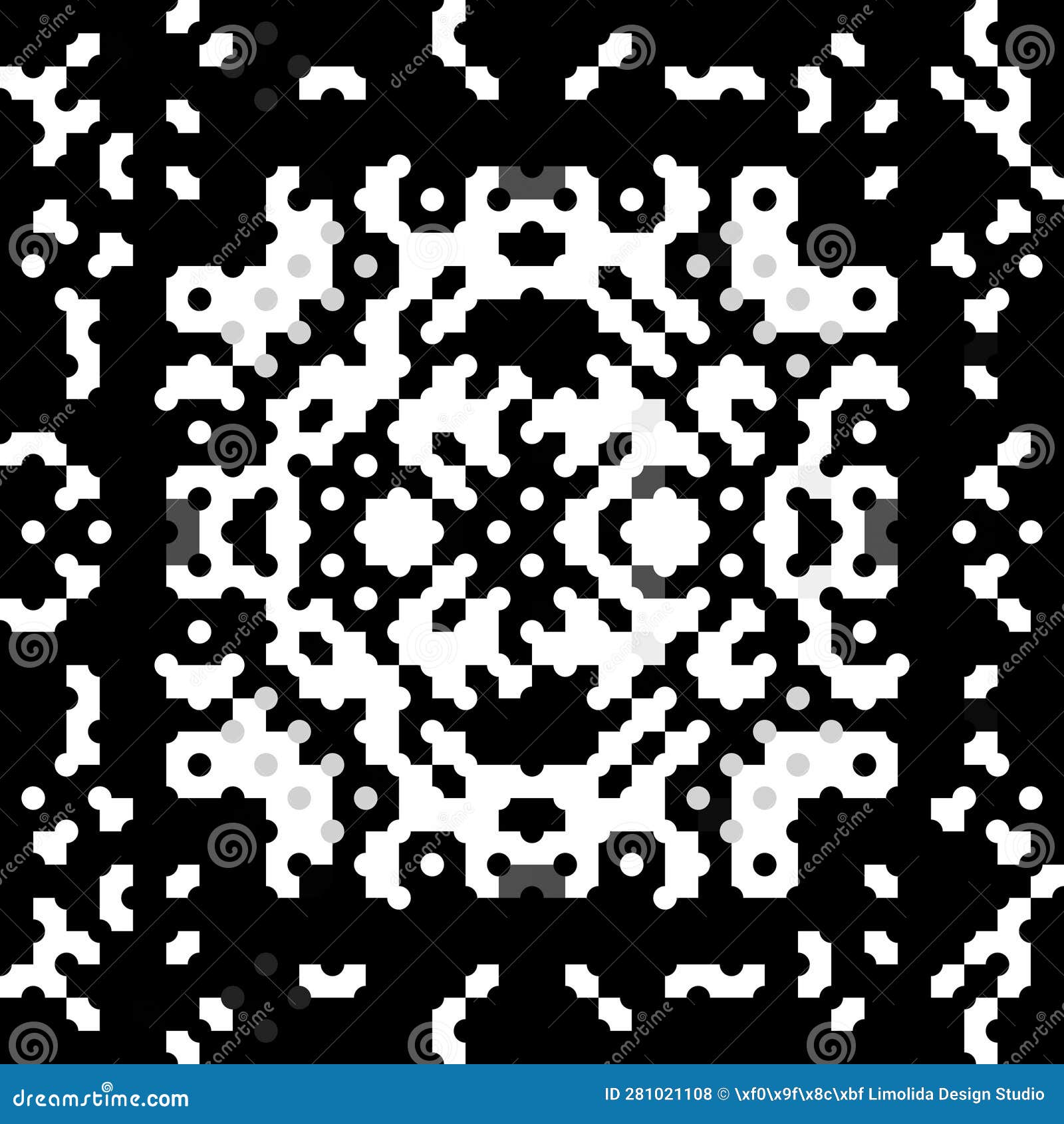 Irregular Pixel Seamless Pattern. Geometric Retro Design in Monochrome ...