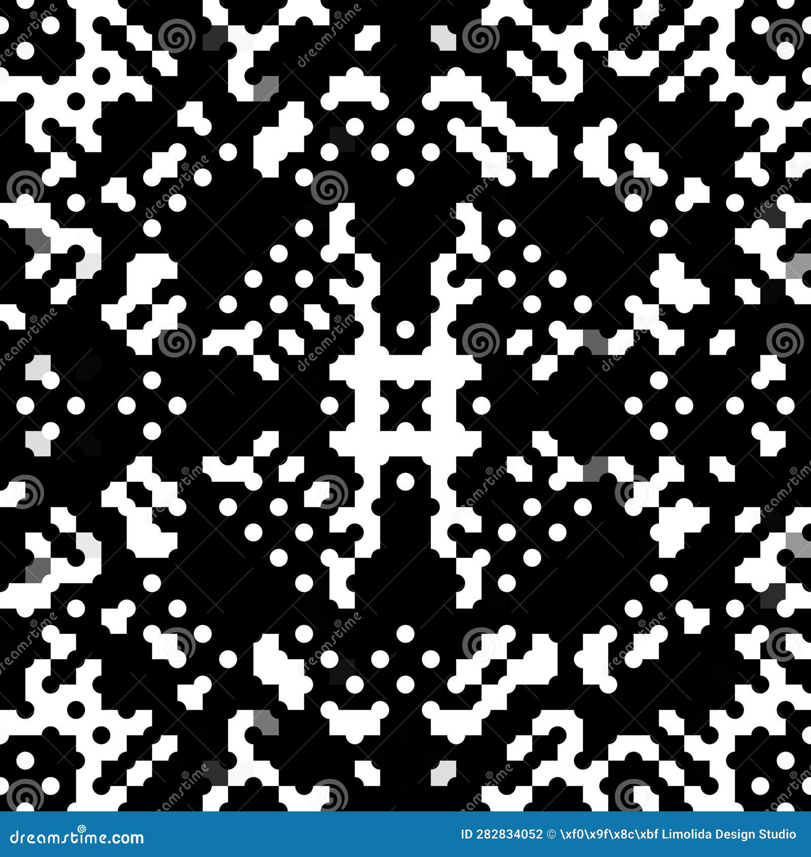 Irregular Pixel Seamless Pattern. Geometric Retro Design in Monochrome ...