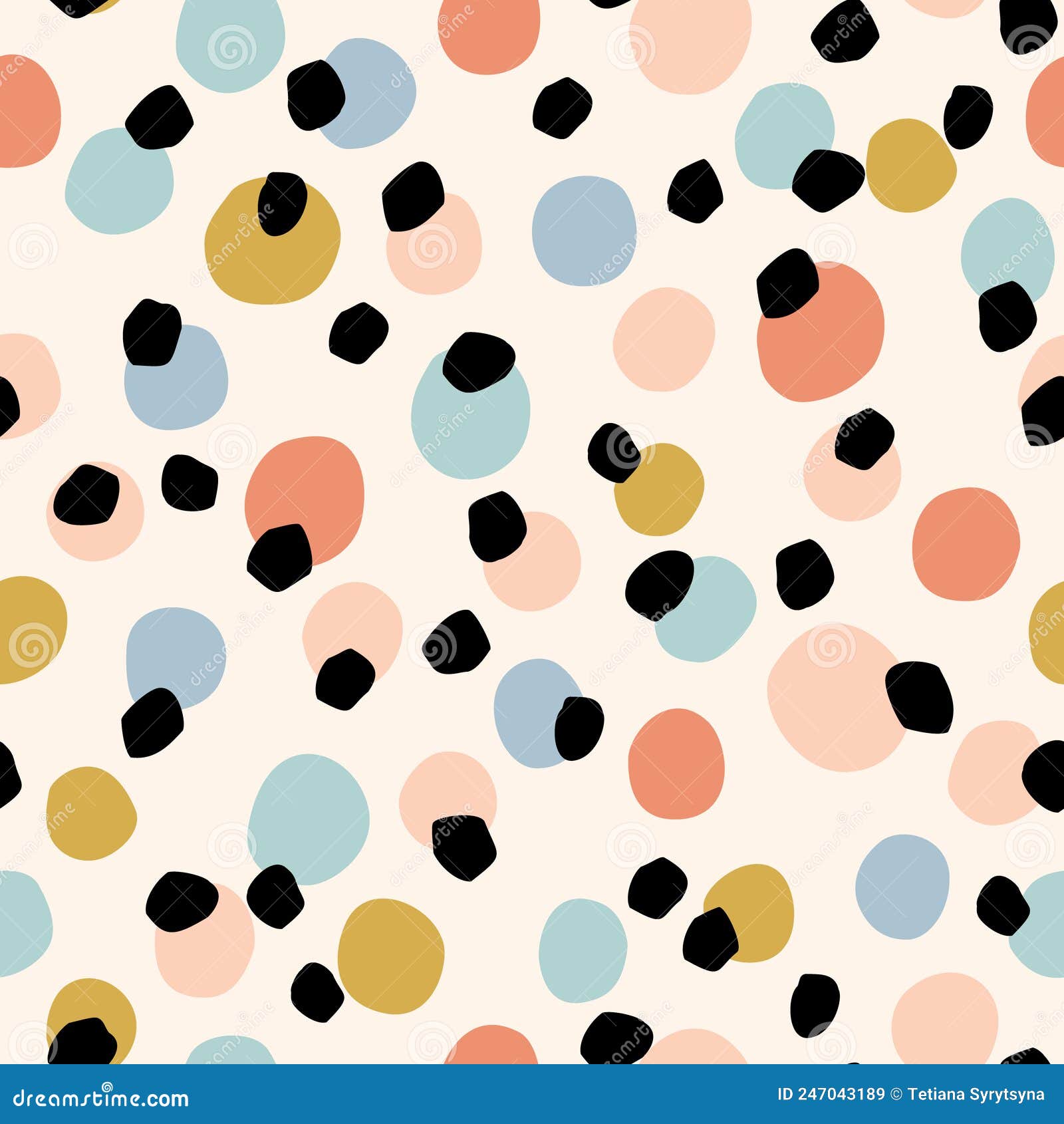Irregular Polka Dots Seamless Pattern in Retro Style Stock Vector ...