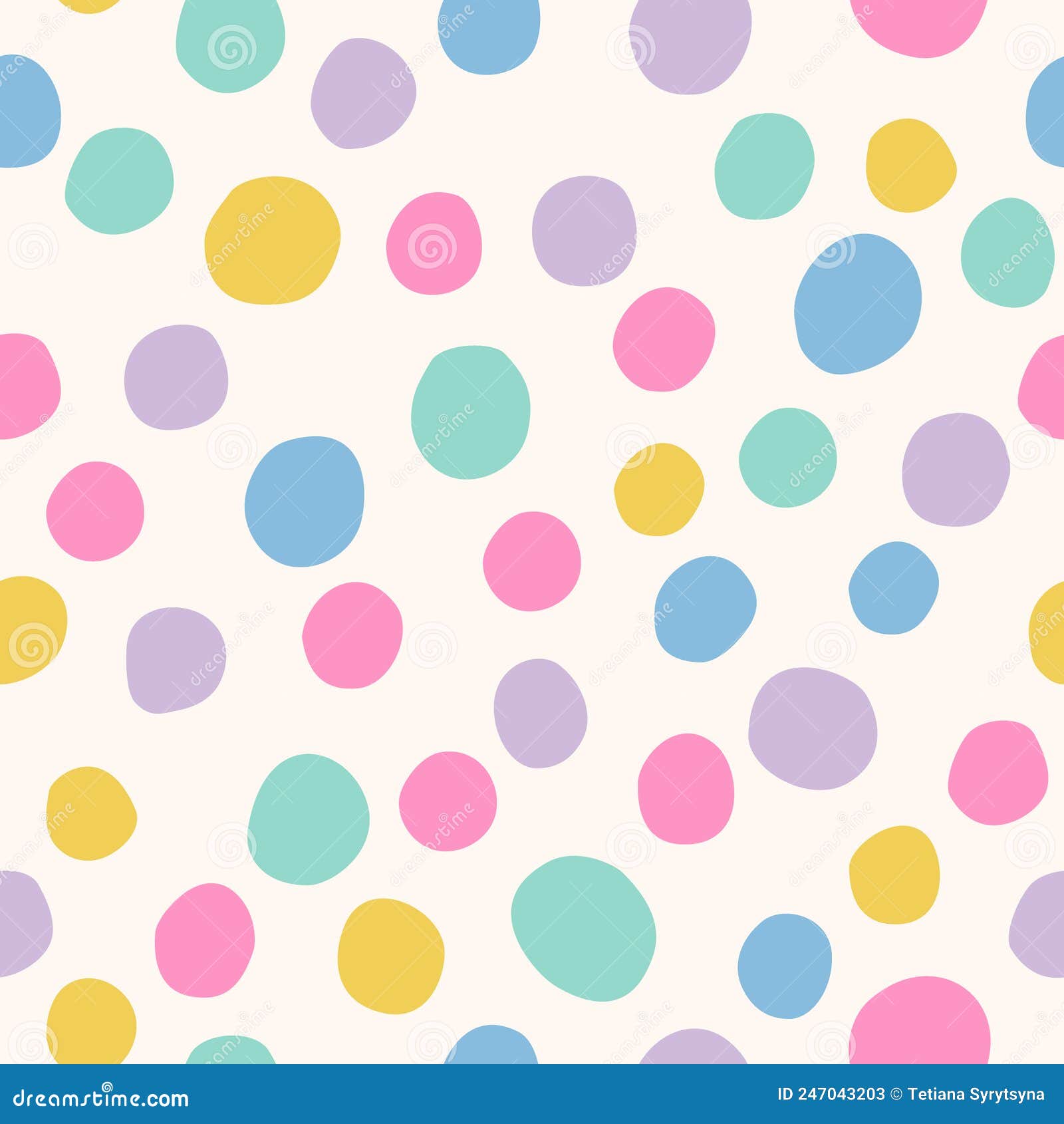 Irregular Polka Dots Seamless Pattern in Retro Style Stock Vector ...