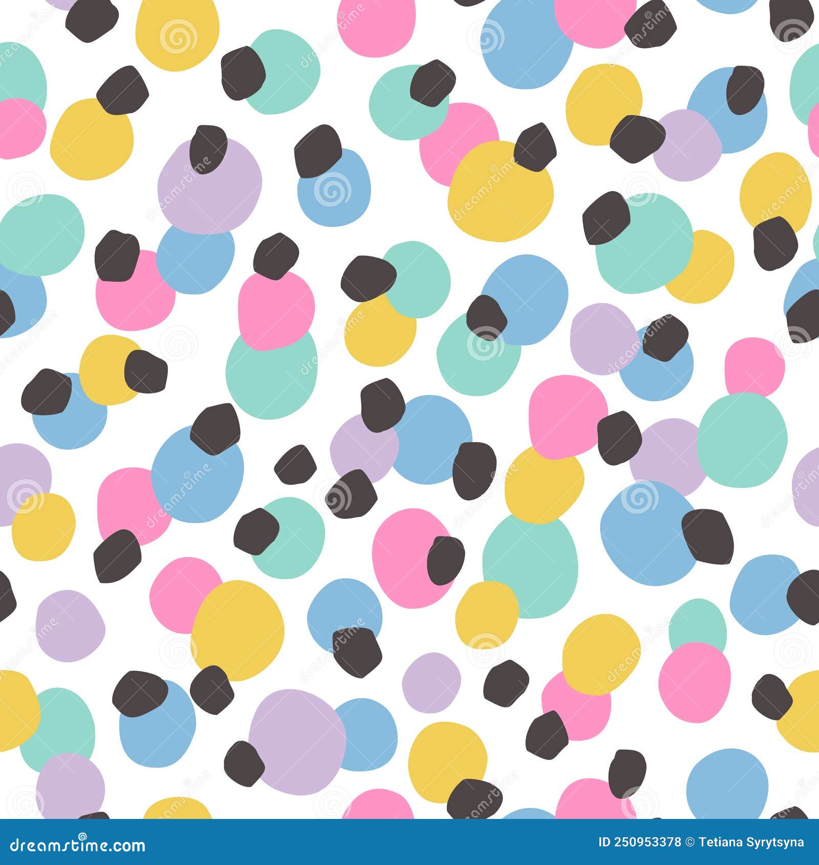 Irregular Polka Dots Seamless Pattern in Retro Style Stock Vector ...