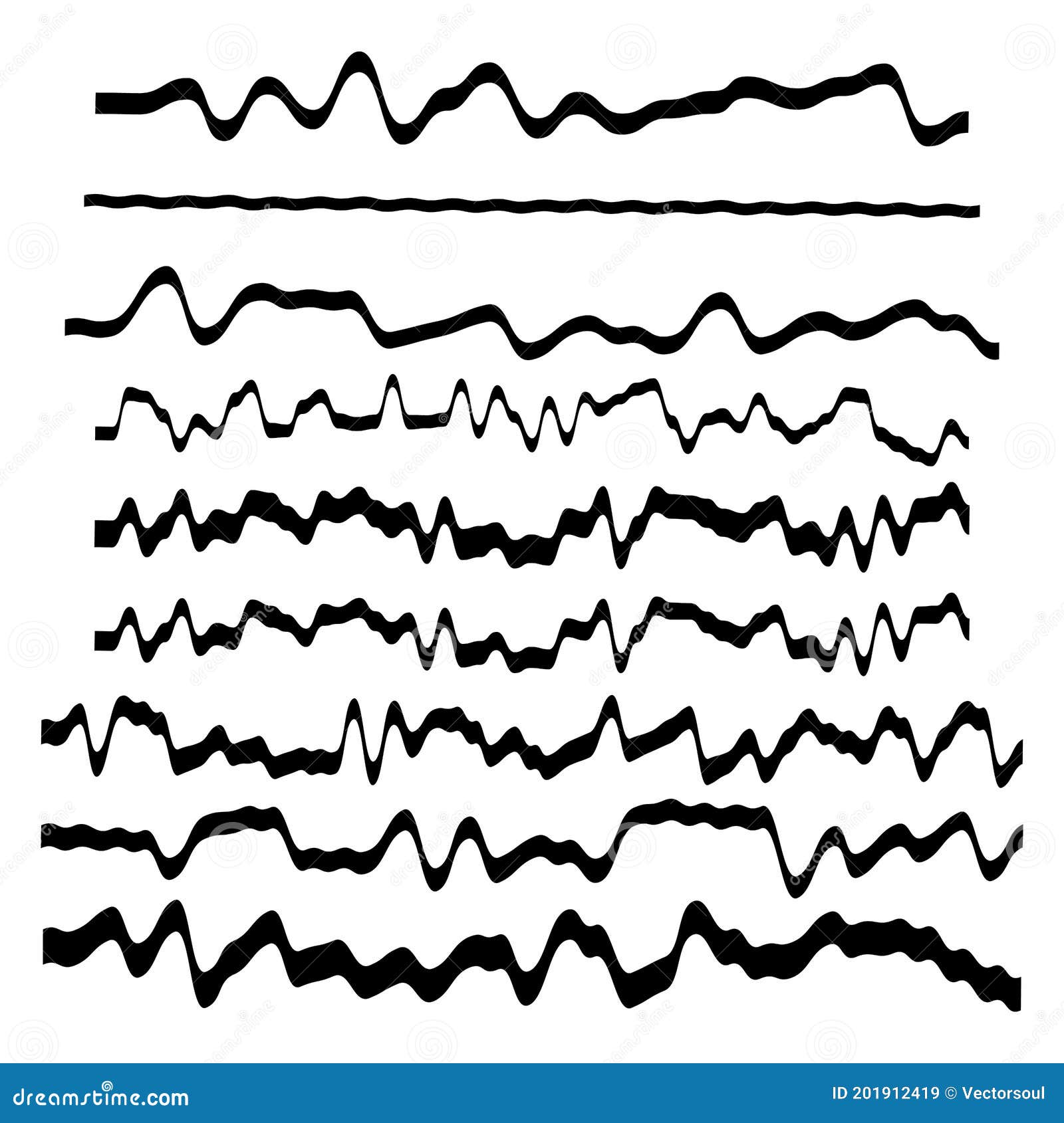 Irregular, Random Wiggling, Squiggle Waving, Wavy Lines, Stripe Set ...