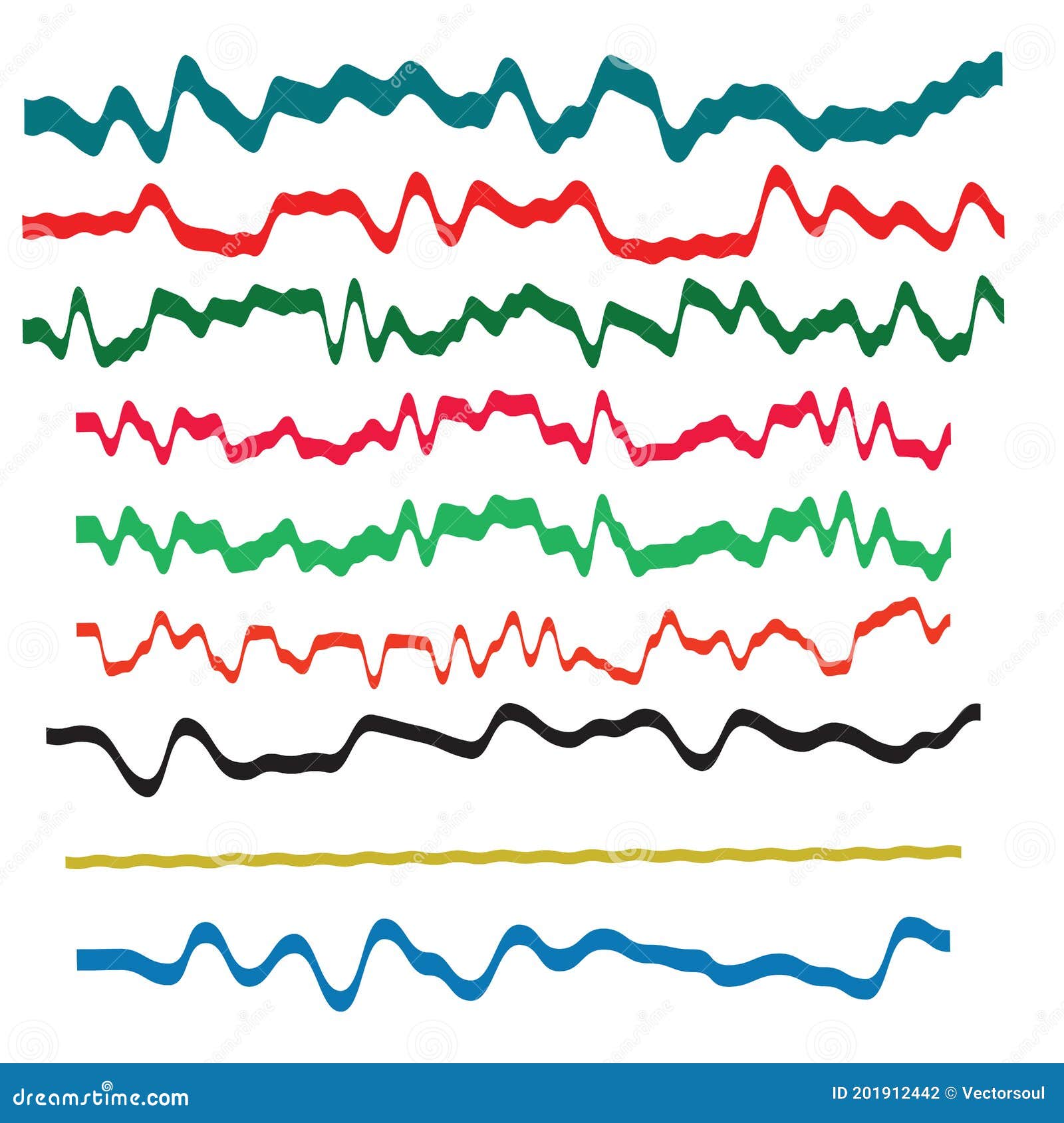 Irregular, Random Wiggling, Squiggle Waving, Wavy Lines, Stripe Set ...