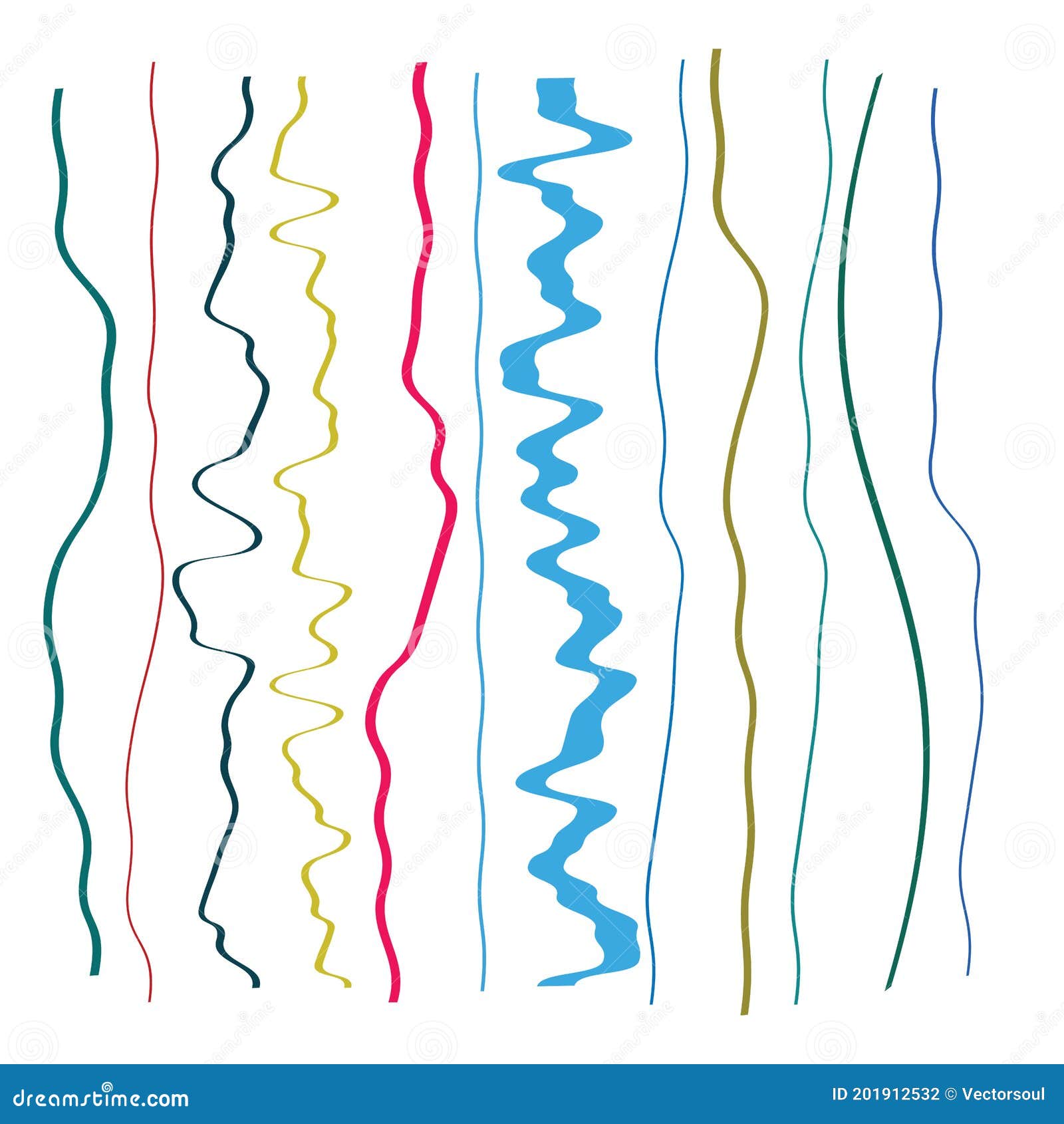 Irregular, Random Wiggling, Squiggle Waving, Wavy Lines, Stripe Set ...