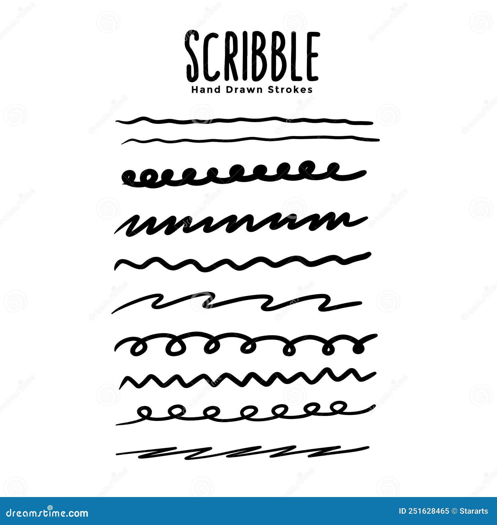 Irregular Scribble Line Stroke Borders Set Stock Vector - Illustration ...