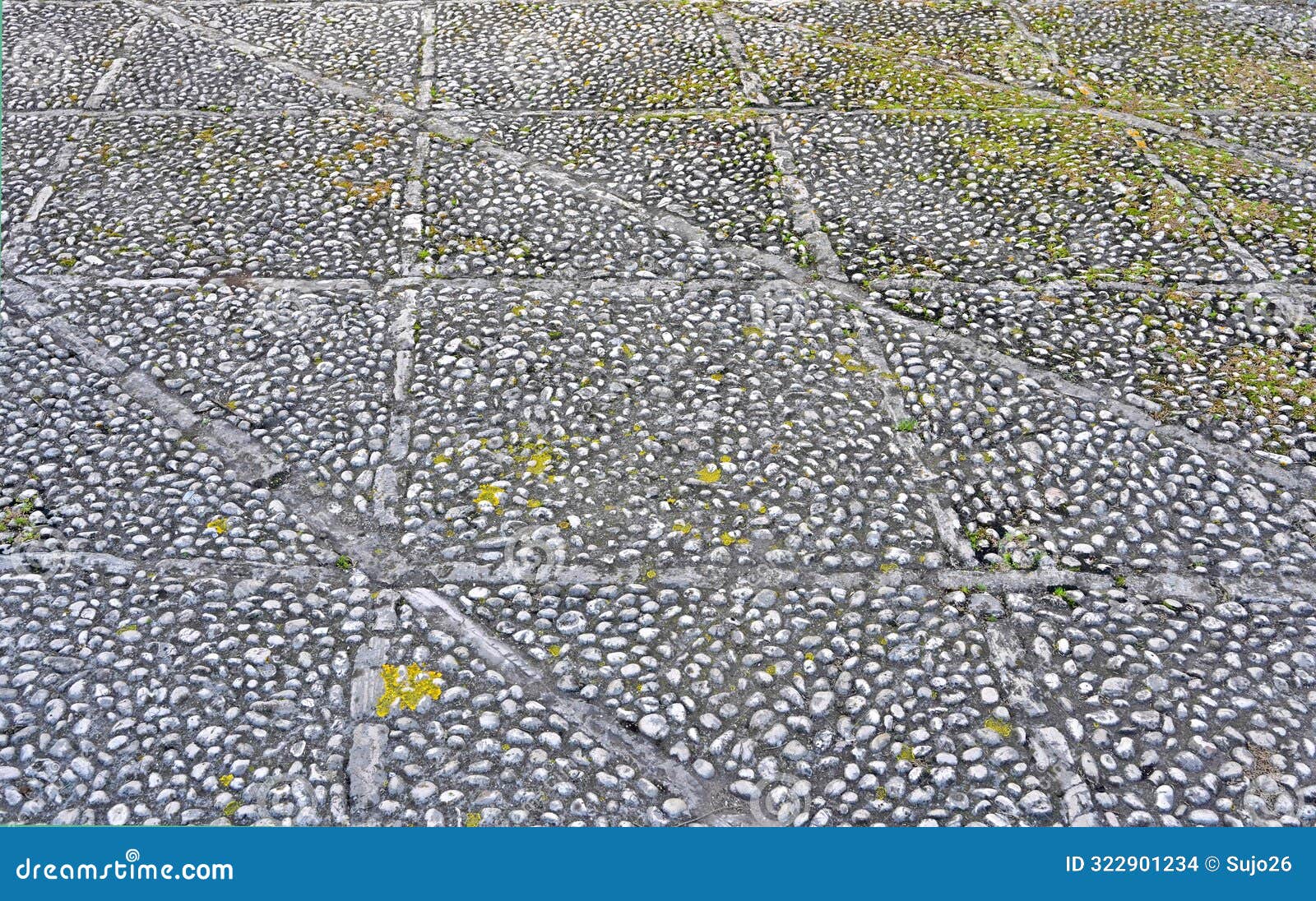 Closeup View of Ancient Cobblestone Floor with Artistic Pattern Stock ...
