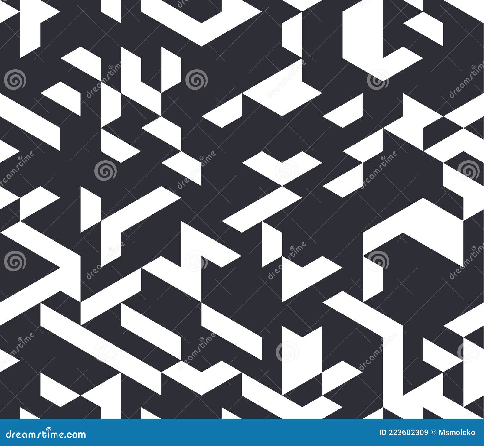 Irregular Vector Black and White Abstract Geometric Pattern with ...