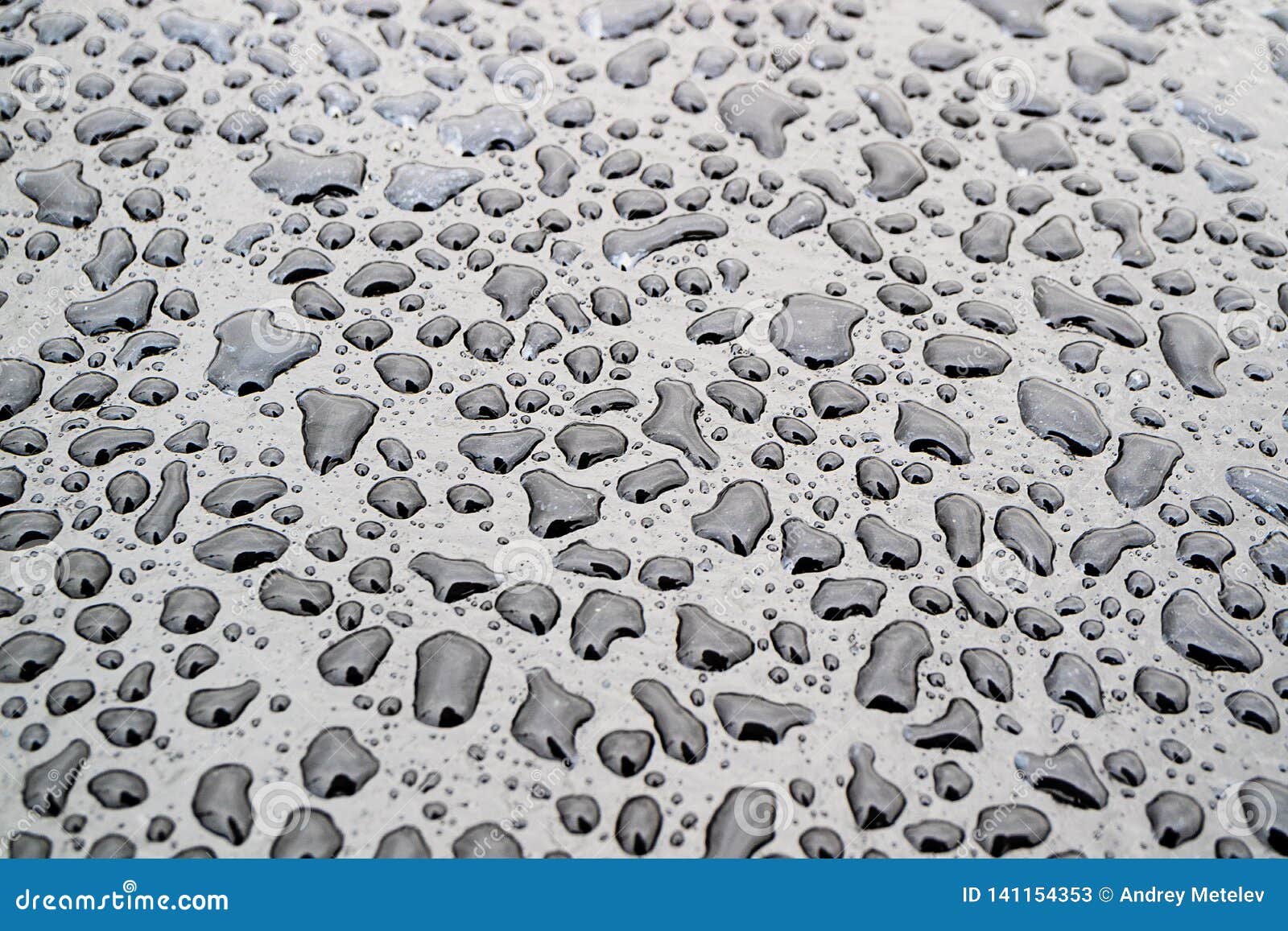 Irregular Water Drops on Dark Surface, Drops of Different Stock Image ...