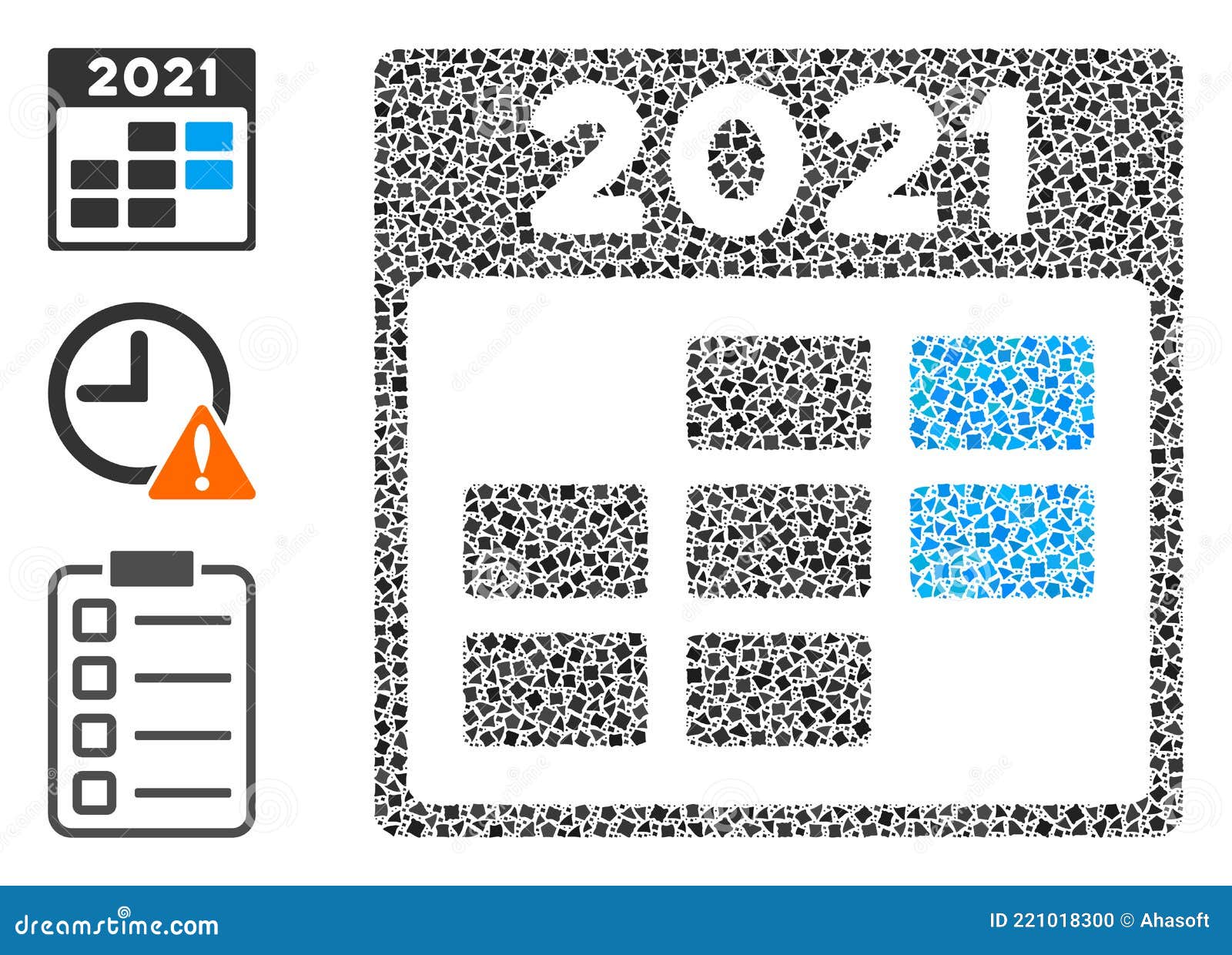 Irregular 2021 Week Calendar Icon Collage Stock Vector - Illustration ...