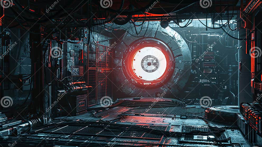 Irregular Space Station Hatch Featuring Luminous Liquid Metal Engine in ...