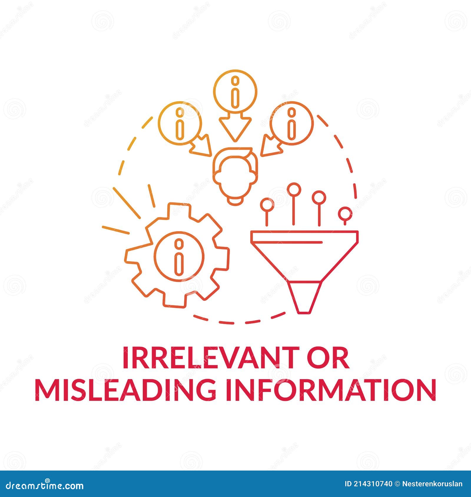 Irrelevant or Misleading Information Red Gradient Concept Icon Stock ...