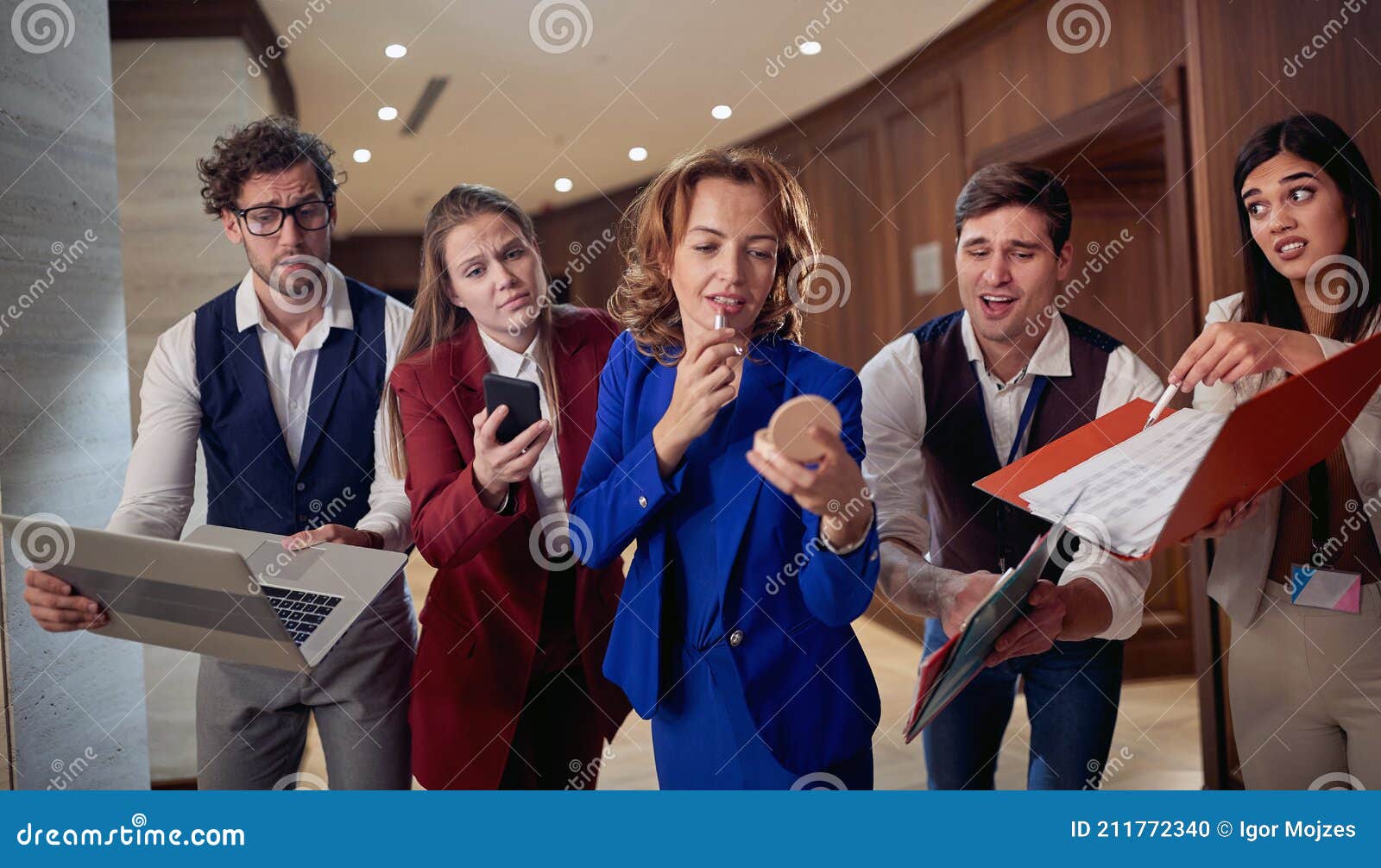 Irresponsible Manager Ignoring Her Employees Problems Stock Photo ...