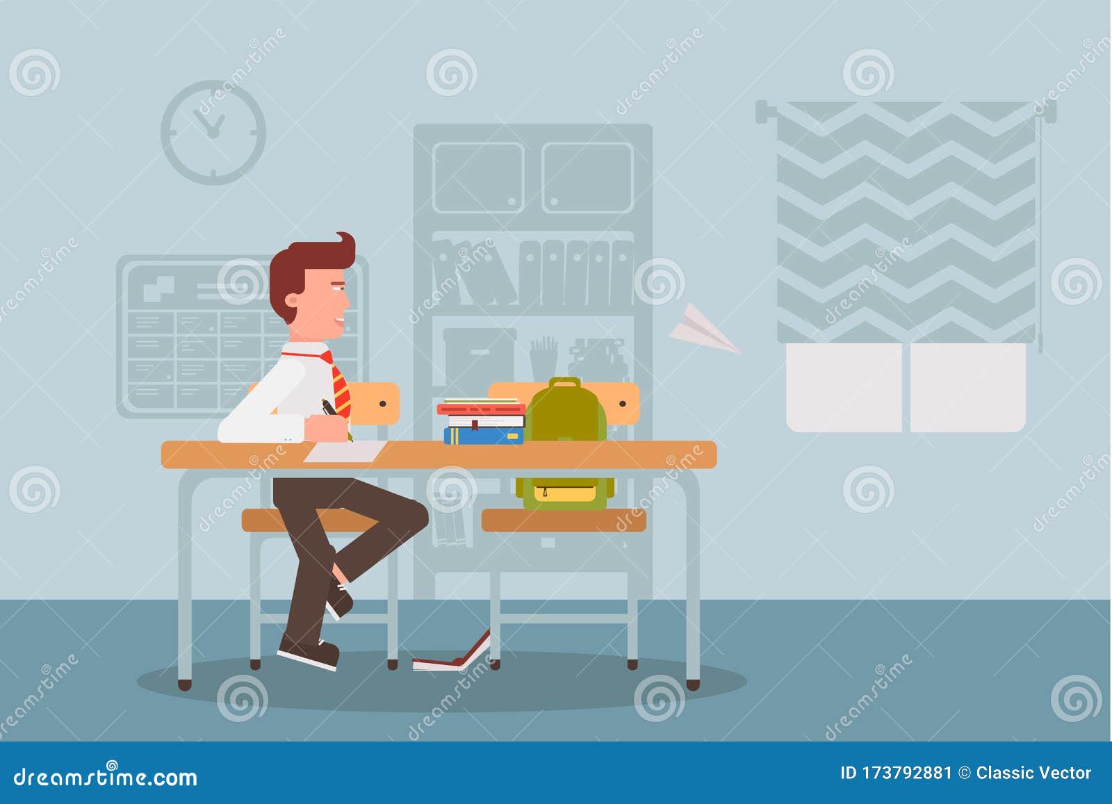 Irresponsible Student Flat Vector Illustration Stock Vector ...