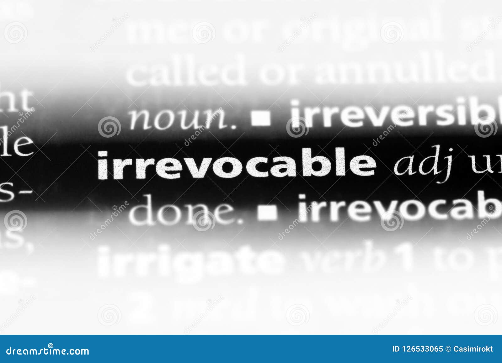 Irrevocable stock image. Image of writing, printed, paper - 126533065