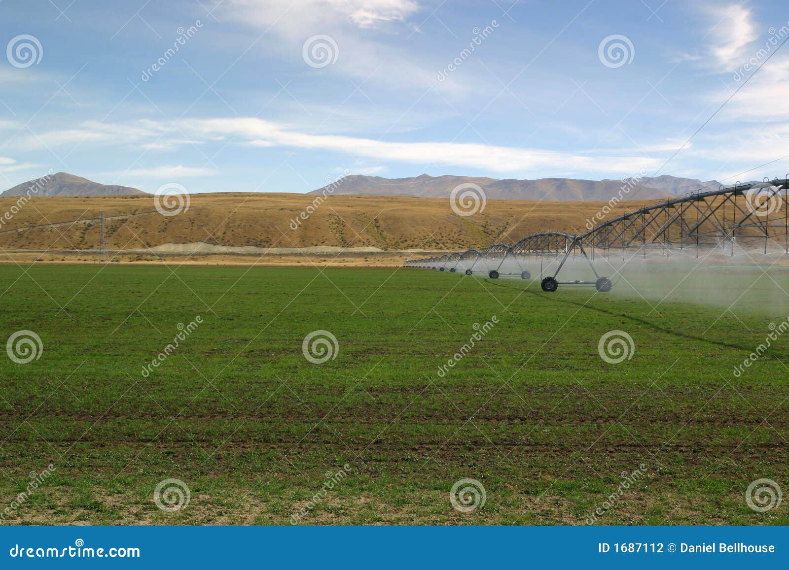 Irrigating Pastures stock photo. Image of water, boom - 1687112