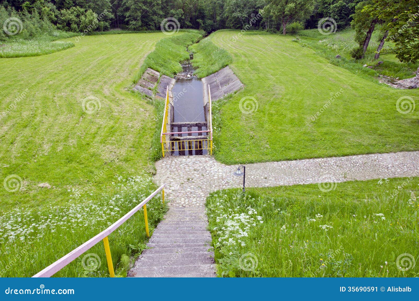 Irrigation Canal on Farm Field with Water Gate Stock Image - Image of ...