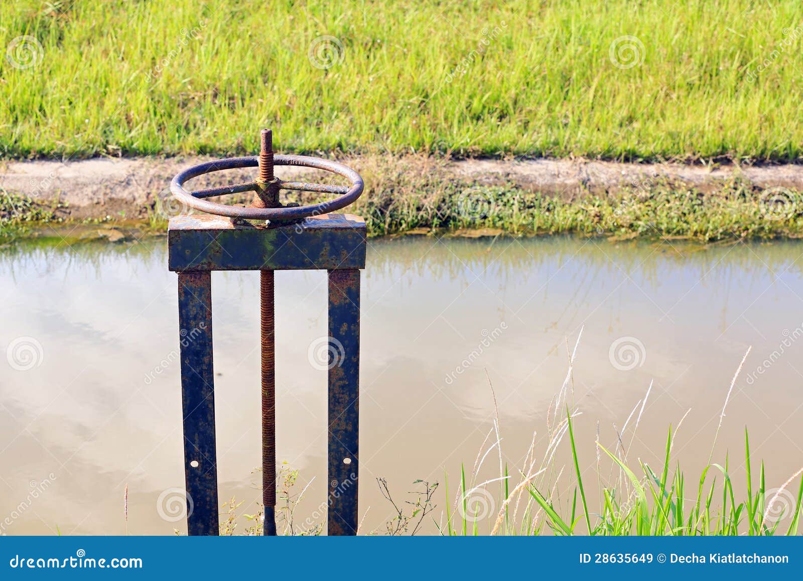 Irrigation Canal and Floodgate Valve Stock Image - Image of farm ...
