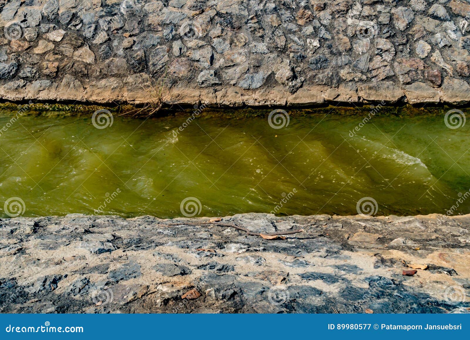 Irrigation Canal with Stone Wall Stock Image - Image of nature ...