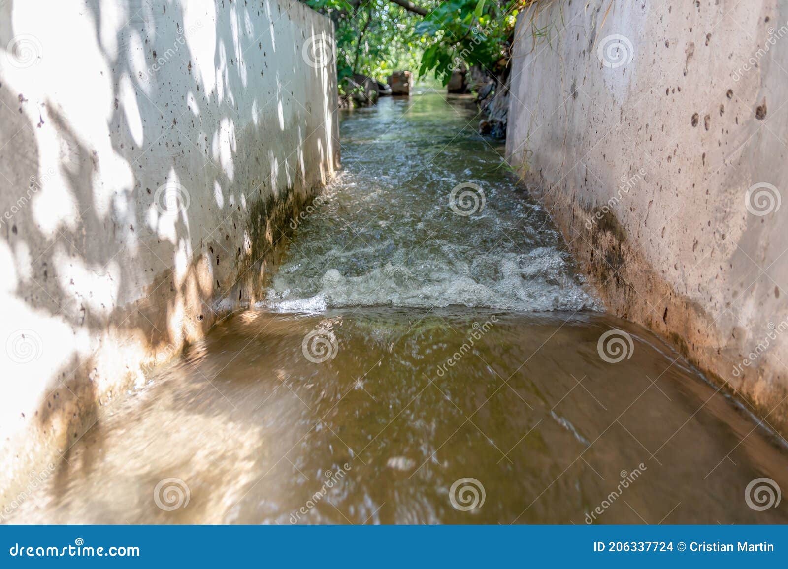 Irrigation Ditch with a Flow Measurement Structure Stock Photo - Image ...