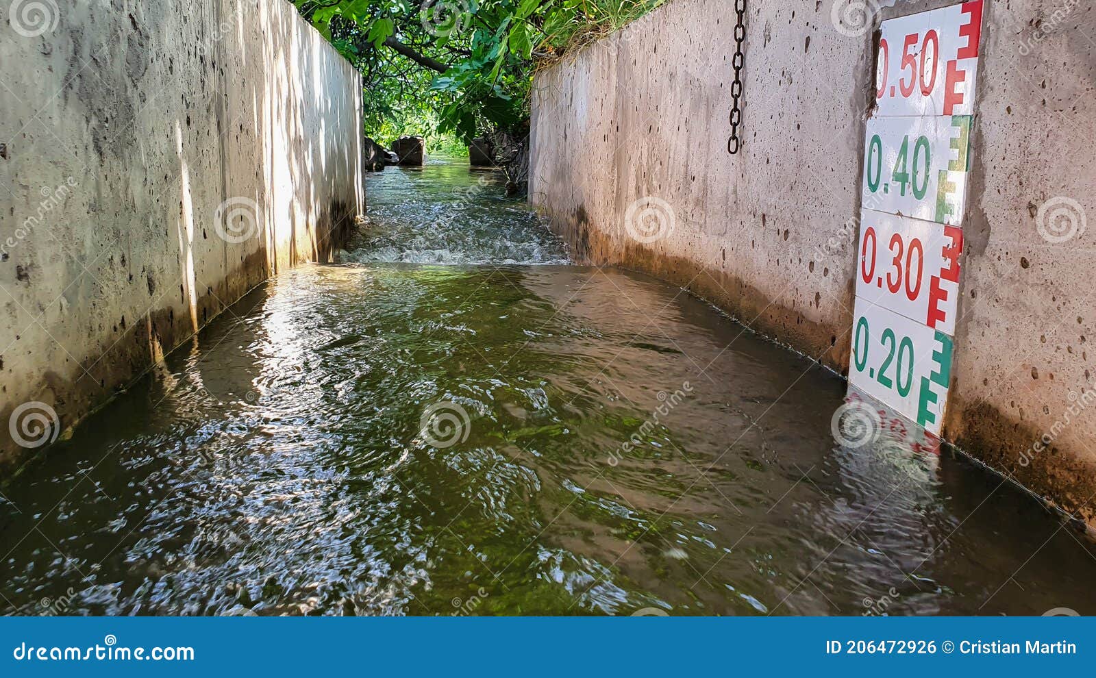 Irrigation Ditch with a Flow Measurement Structure Stock Photo - Image ...