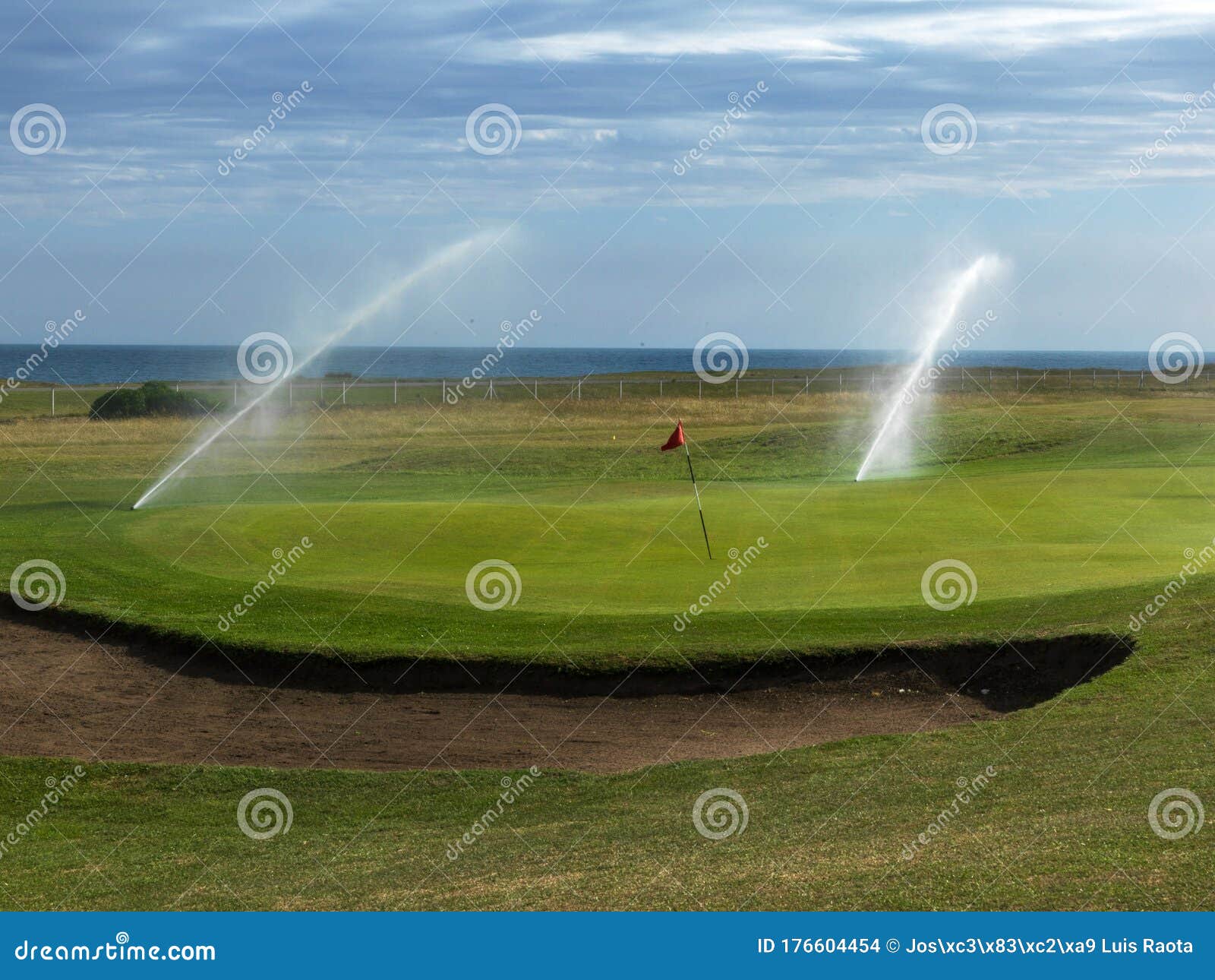 Irrigation on the Golf Course Stock Photo - Image of meadow, drop ...