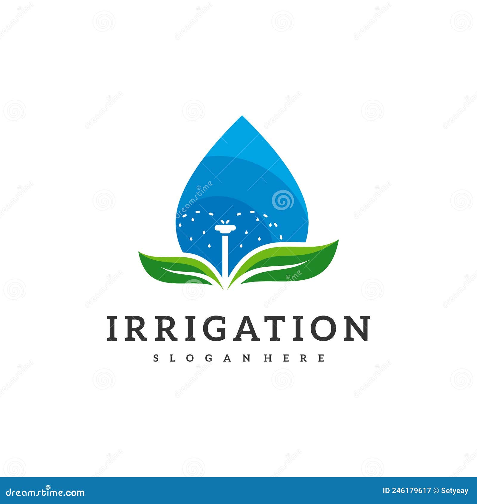 Irrigation Logo Idea With Green Plant Cartoon Vector | CartoonDealer ...