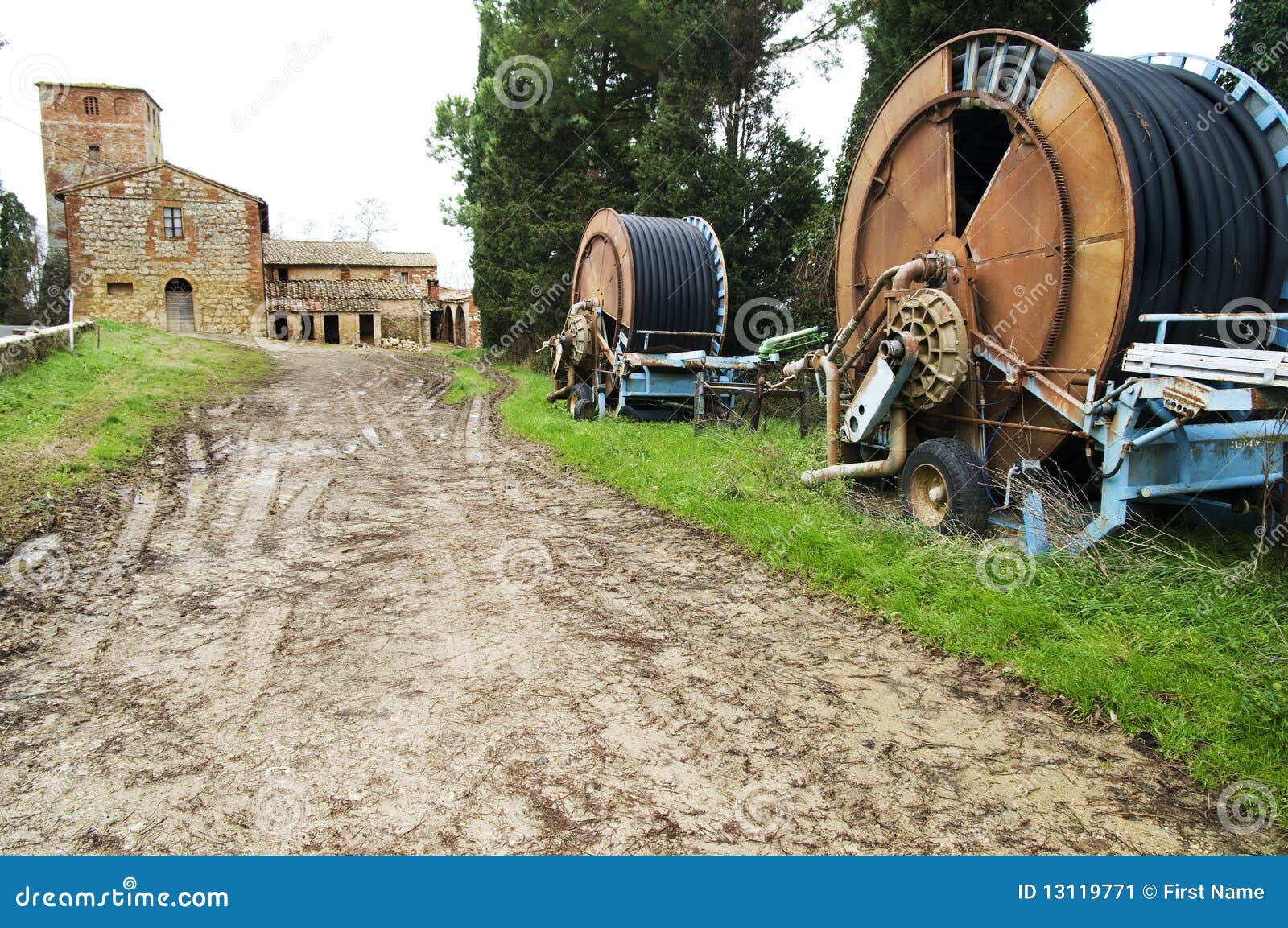 Irrigation Machines in Tuscan Countryside Stock Image - Image of ...