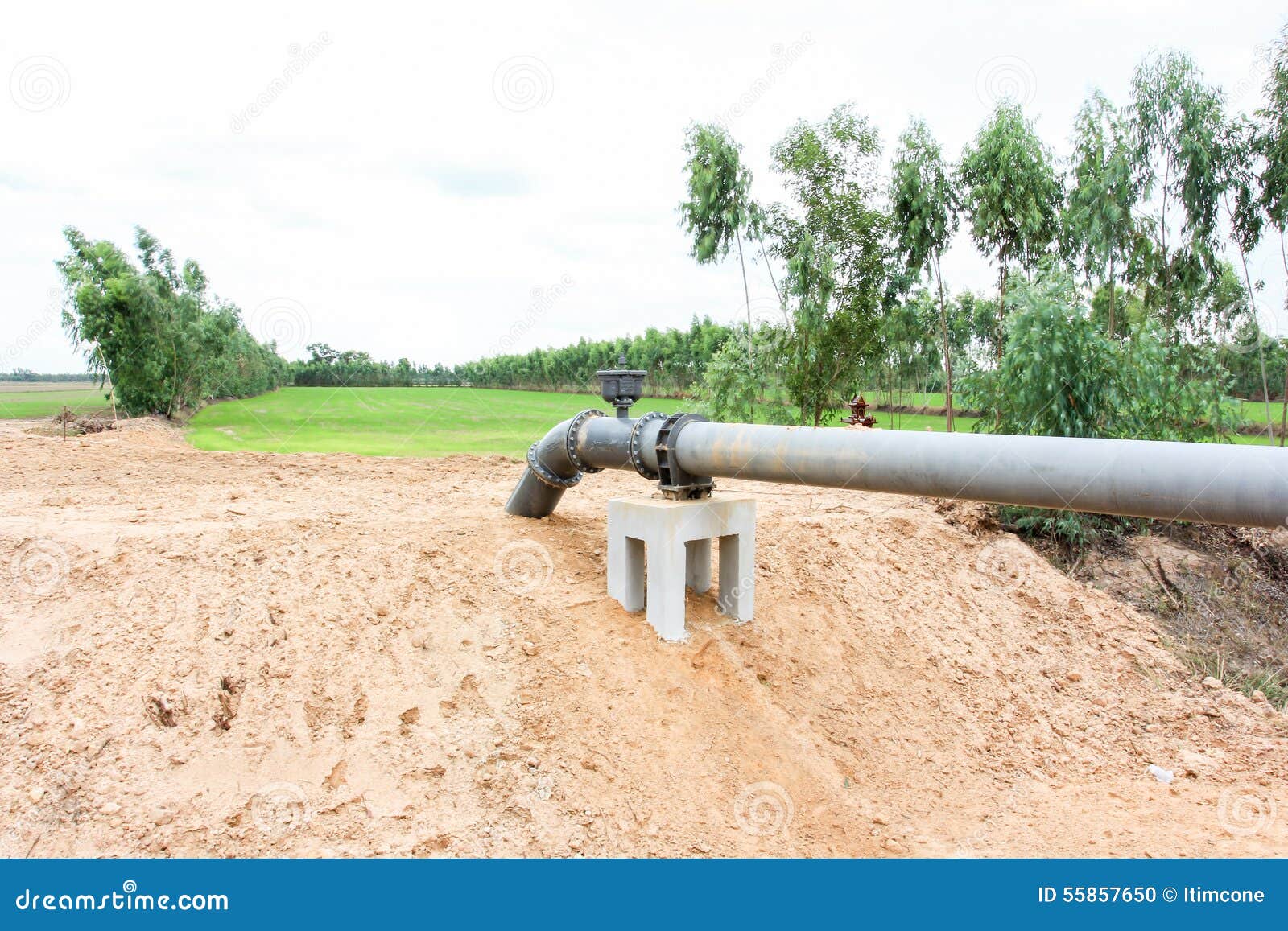 Irrigation Pumping Pipe System Stock Photo - Image of canals, machine ...