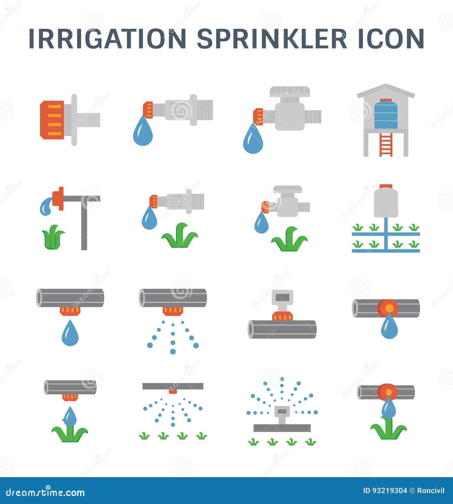 Irrigation sprinkler icon stock vector. Illustration of grass - 93219304