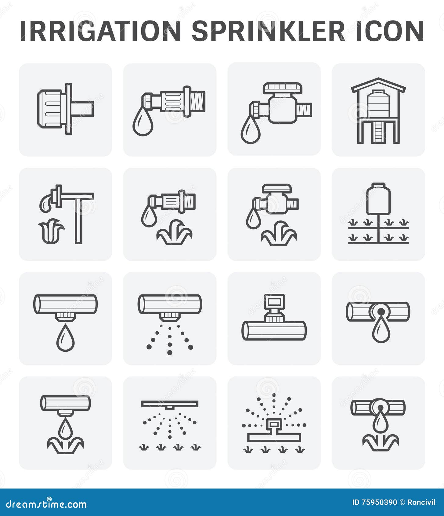 Irrigation sprinkler icon stock vector. Illustration of field - 75950390