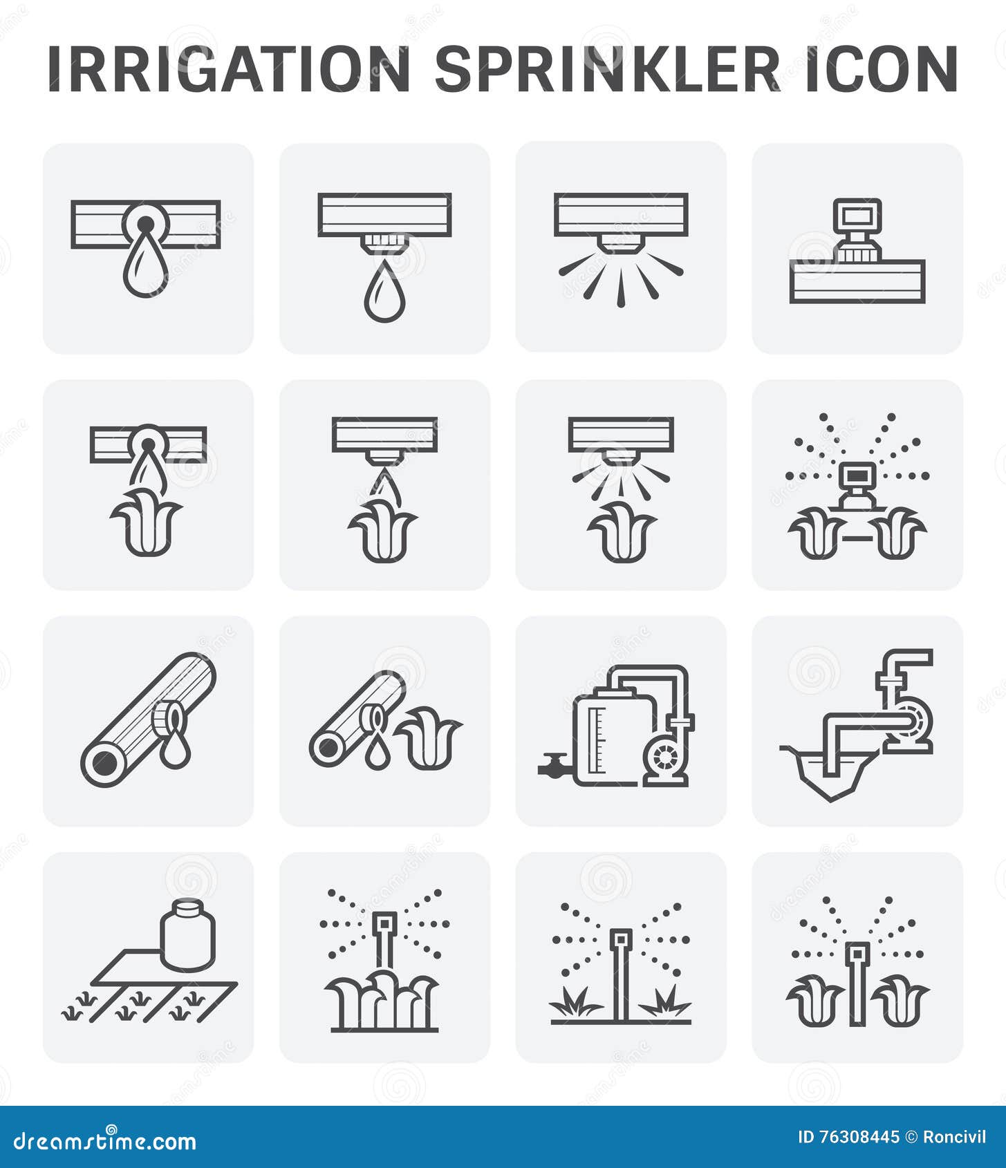 Irrigation sprinkler icon stock vector. Illustration of garden - 76308445