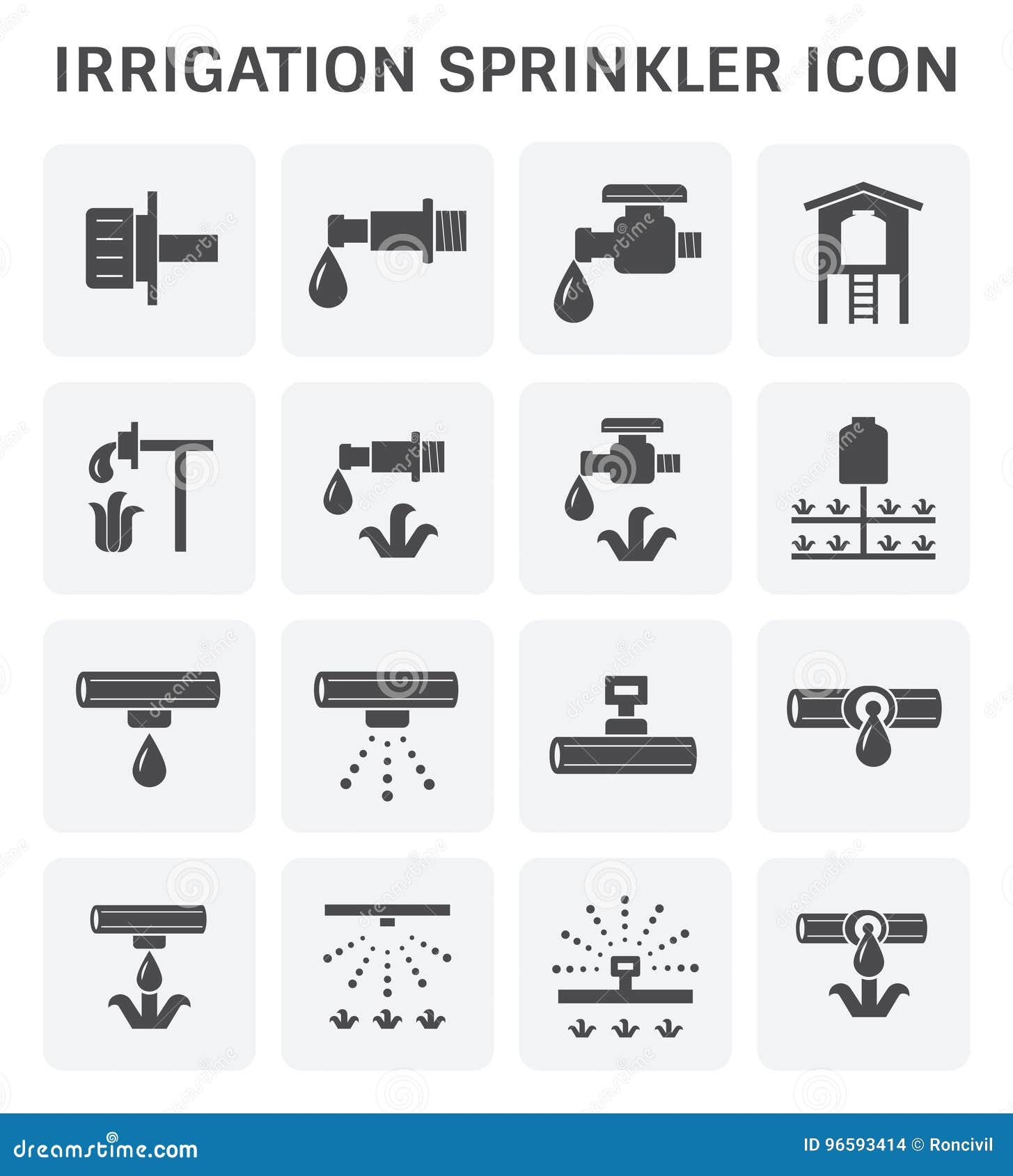 Irrigation sprinkler icon stock vector. Illustration of farm - 96593414