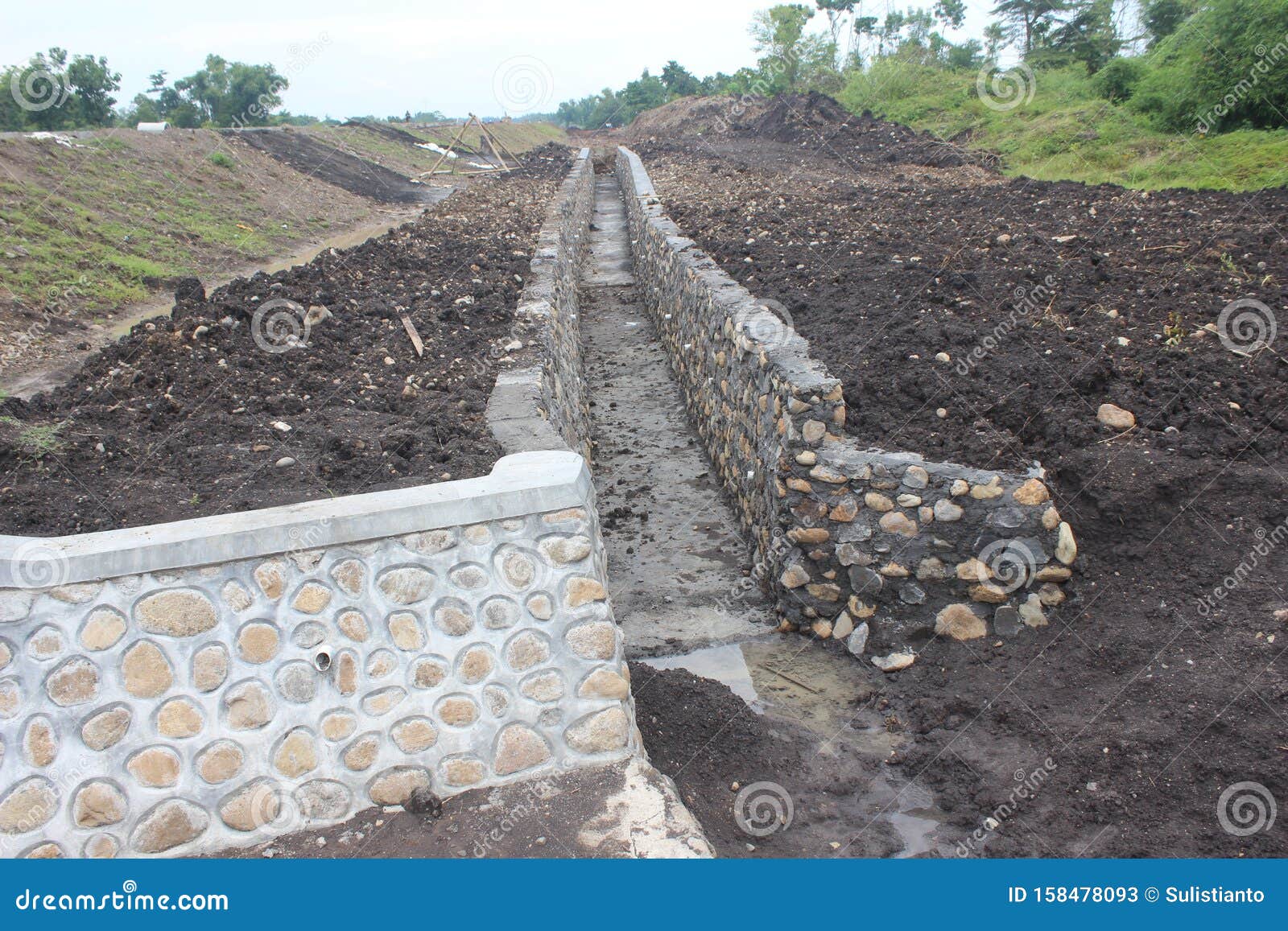 Irrigation Structure of Rice Fields beside the Road Stock Image - Image ...